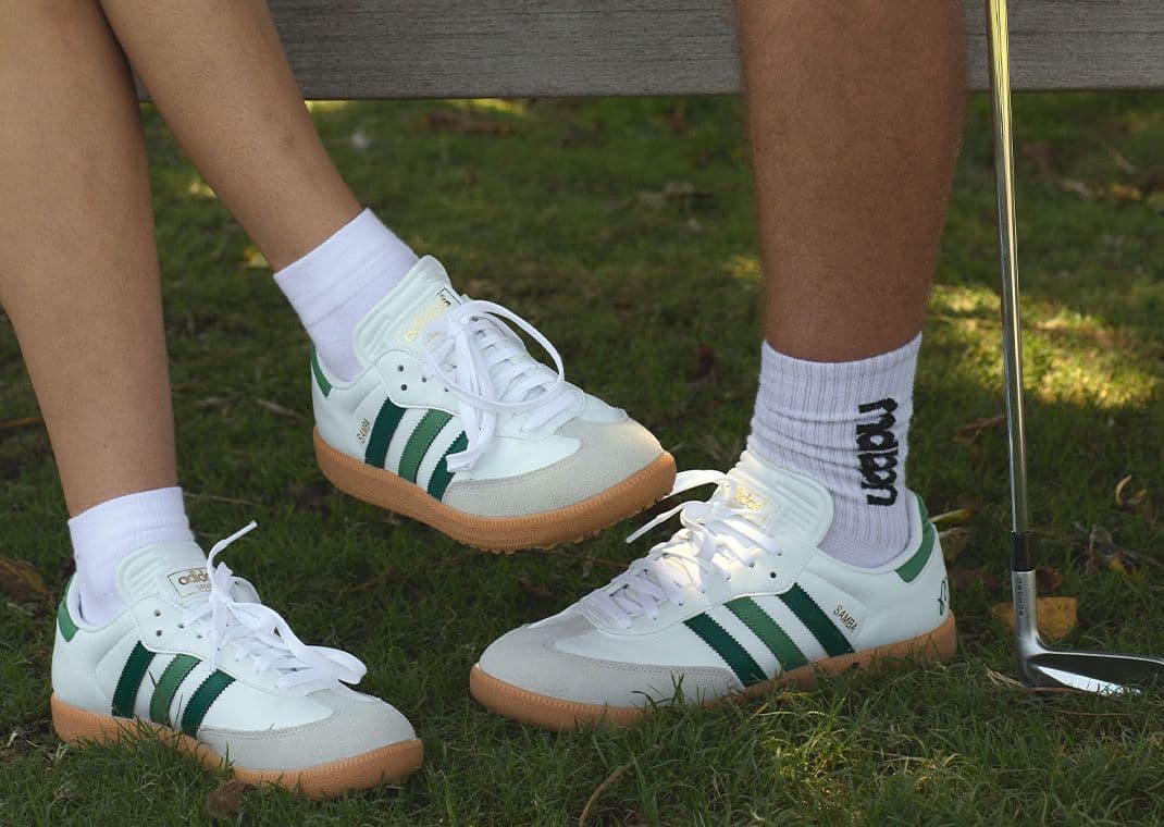 The Malbon x adidas Samba Spikeless Golf Releases Today