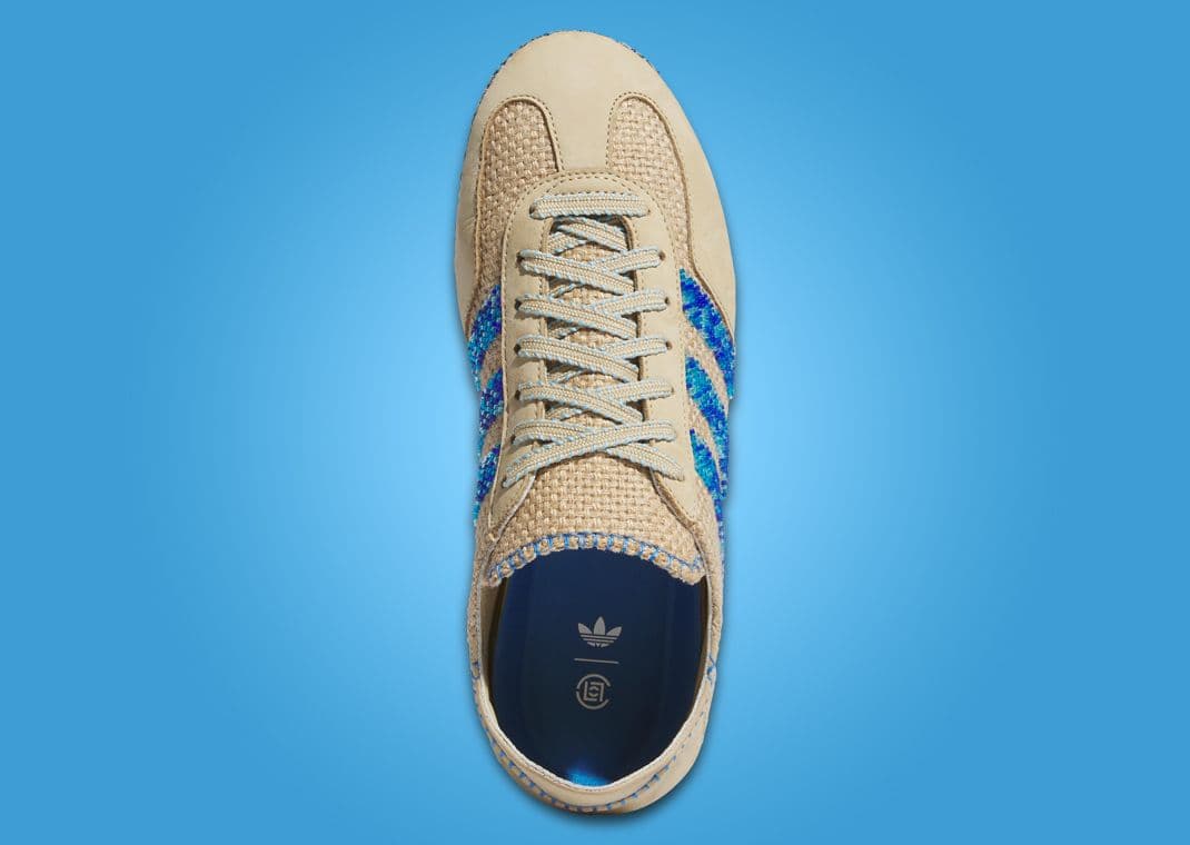 The CLOT x adidas Gazelle Linen Khaki Light Blue Releases August 2024