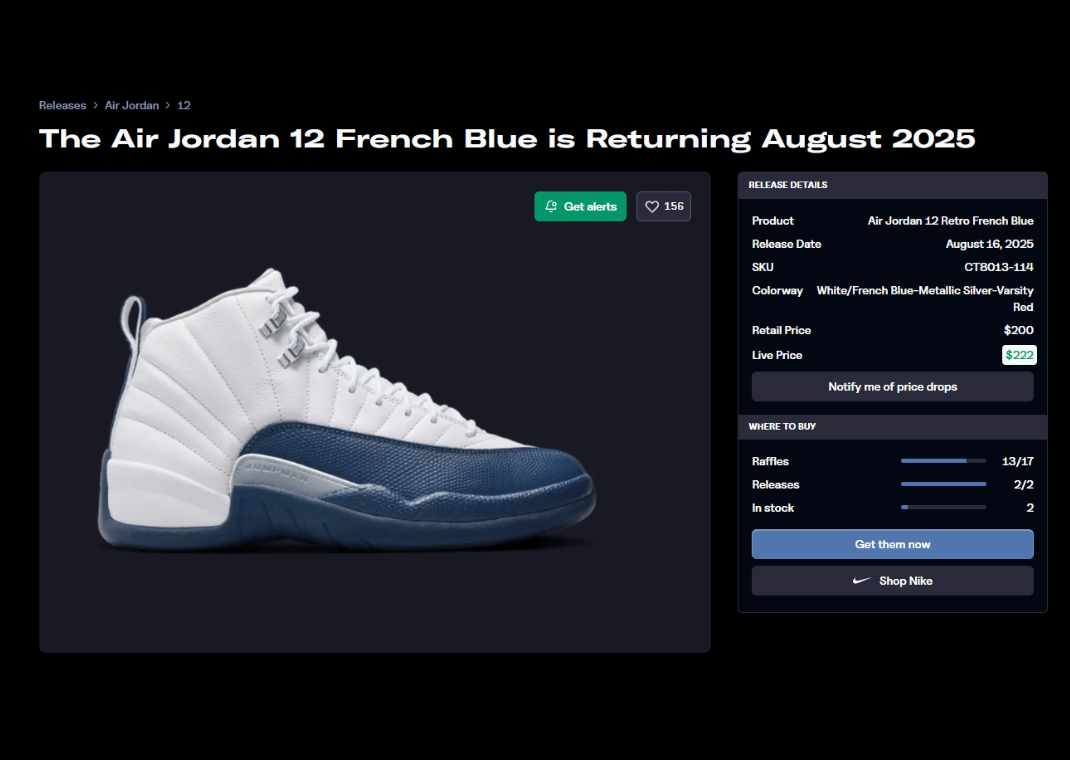 Where to Buy the Air Jordan 12 Retro French Blue