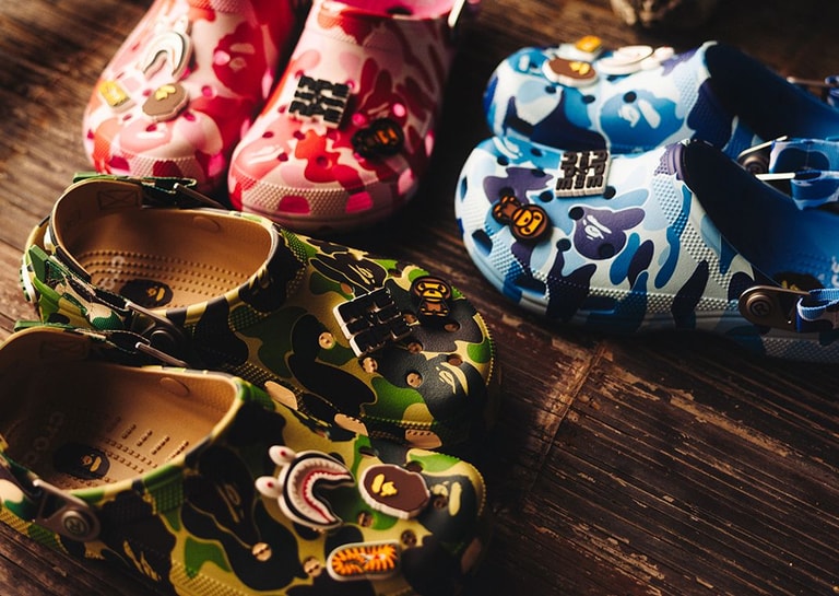 The BAPE x Crocs Classic Clog ABC Camo Pack Releases March 2025
