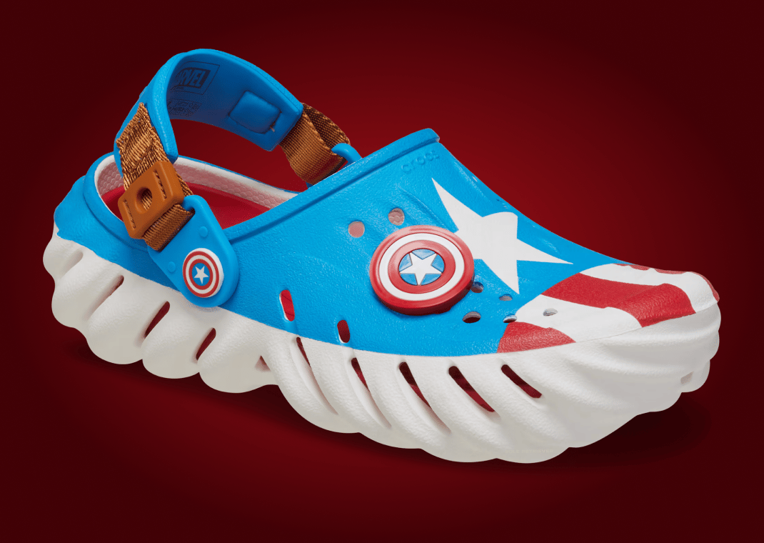 The Marvel x Crocs Echo Clog Captain America Pack Releases June 2024