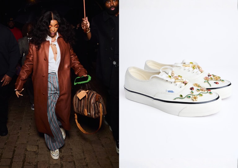 SZA has a Rotation of 5 Custom Bejeweled 1 of 1 Vans Pairs for Paris ...