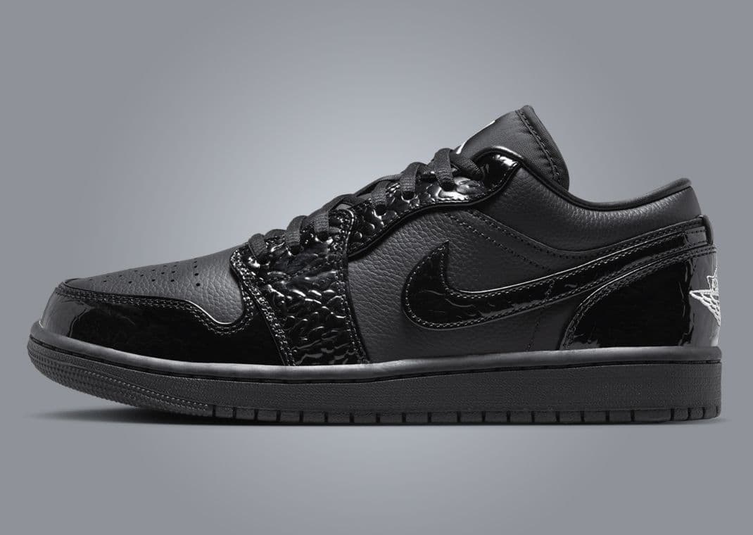 The Women's Air Jordan 1 Low Patent Elephant Black Releases July 2024