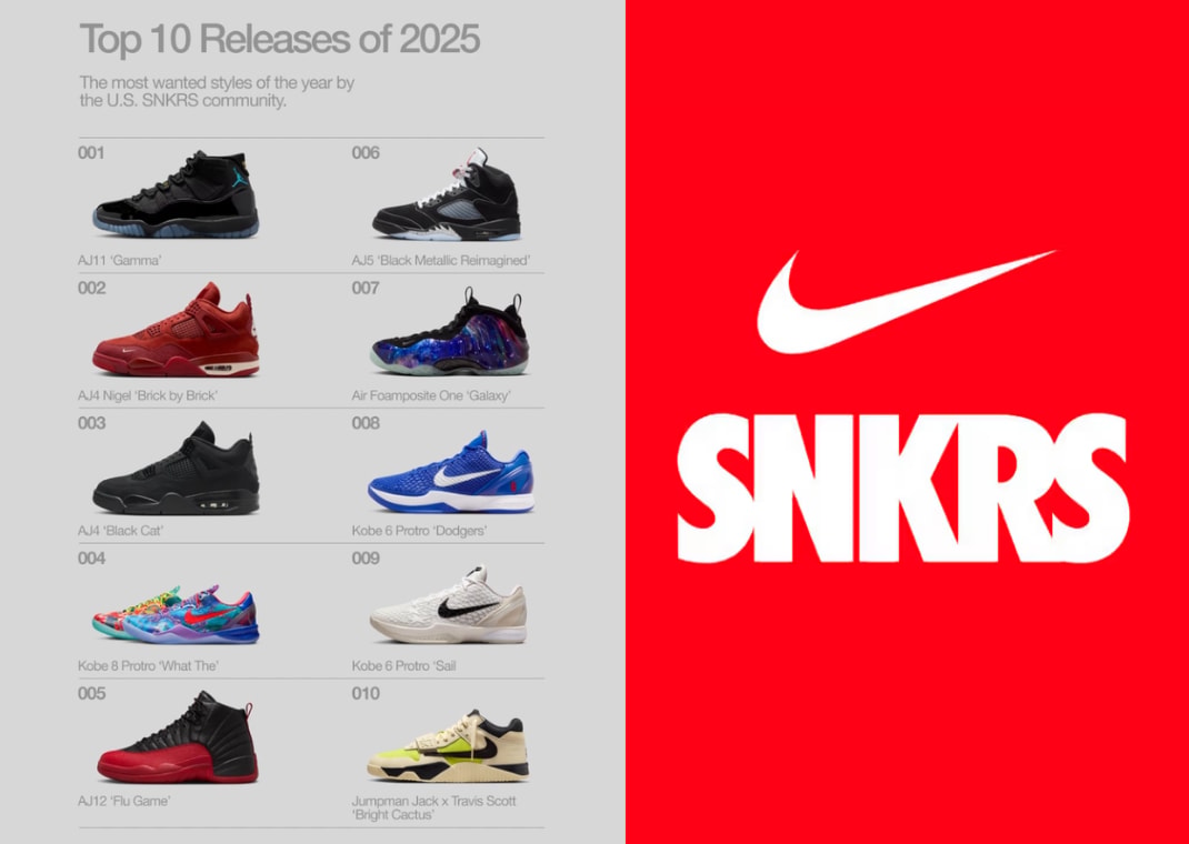 Nike Reveals the Top 10 SNKRS Releases of 2025