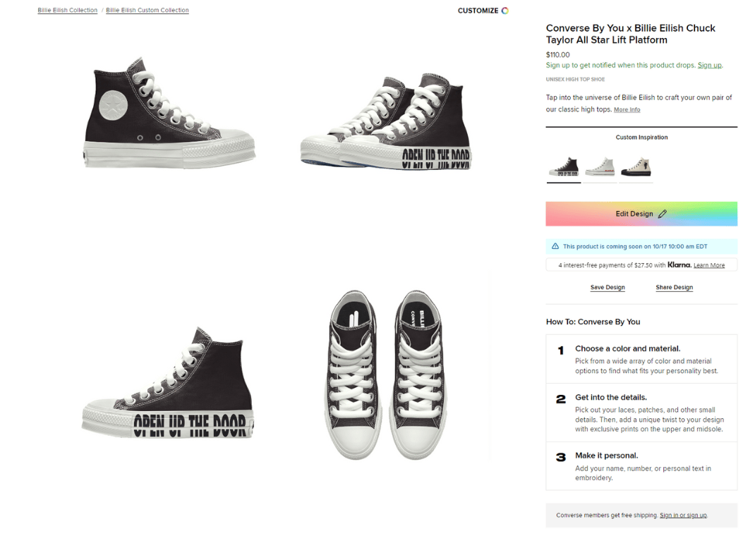 The Billie Eilish x Converse Chuck Taylor By You Hit Me Hard and Soft ...