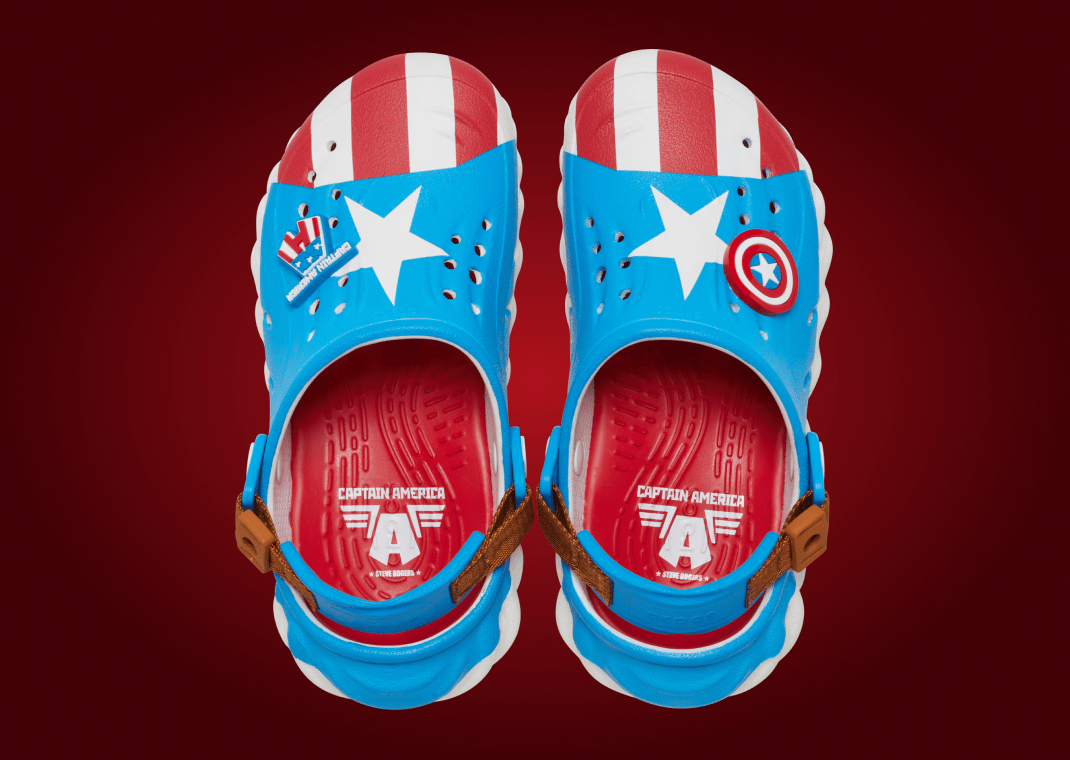 The Marvel x Crocs Echo Clog Captain America Pack Releases June 2024