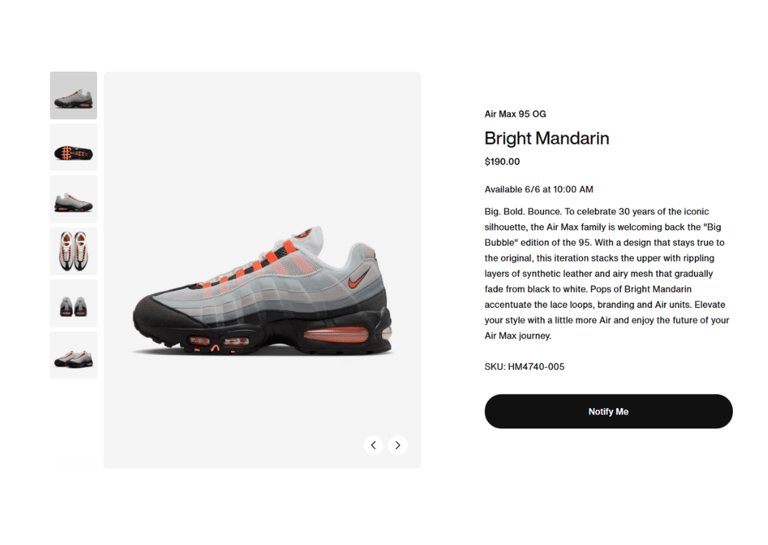 Where to Buy the Nike Air Max 95 OG Bright Mandarin