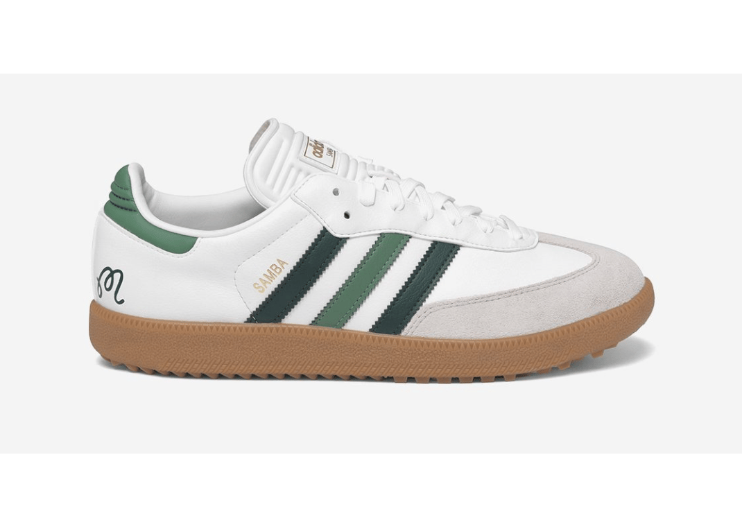 The Malbon x adidas Samba Spikeless Golf Releases Today