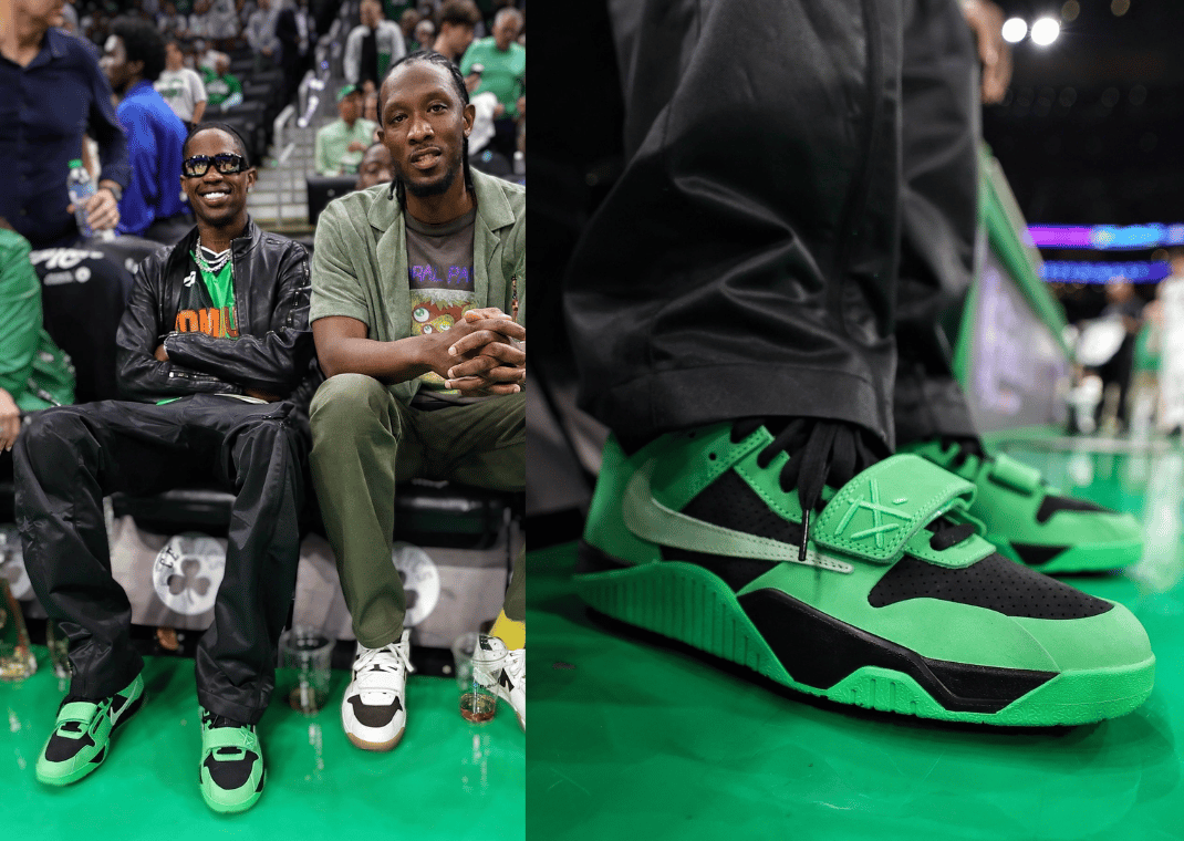 Travis Scott Wears Boston Celtics-Themed Jordan Jumpman Jack PE During ...