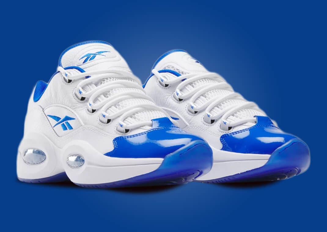 The Reebok Question Low Patent Toe Goes Electric Cobalt