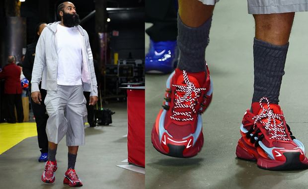 Going Out in Style: James Harden Debuts Red and Blue Pharrell x adidas ...