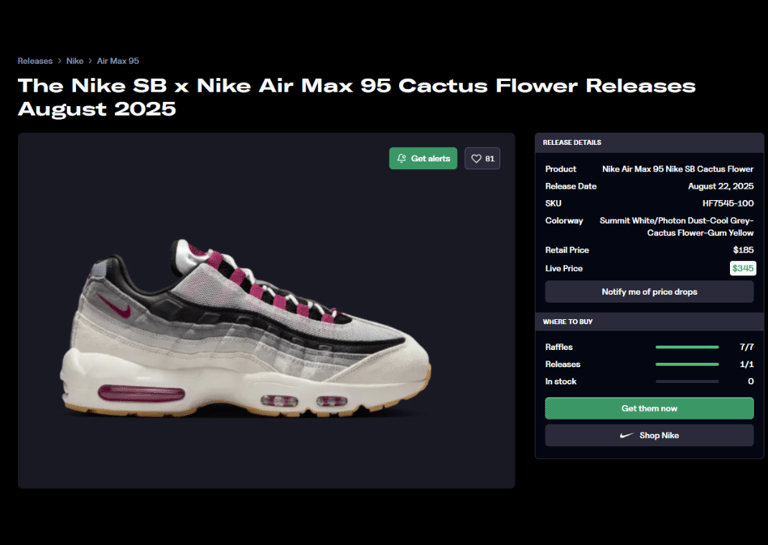 Where to Buy the Nike SB Air Max 95 Cactus Flower