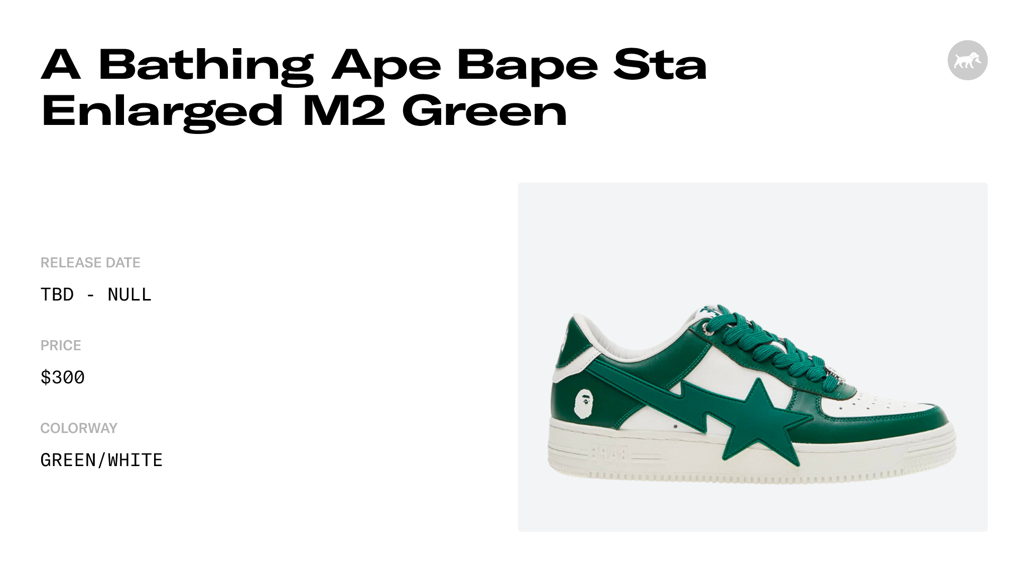 A Bathing Ape Bape Sta Enlarged M2 Green - 001FWK301306-MGRN Release Info
