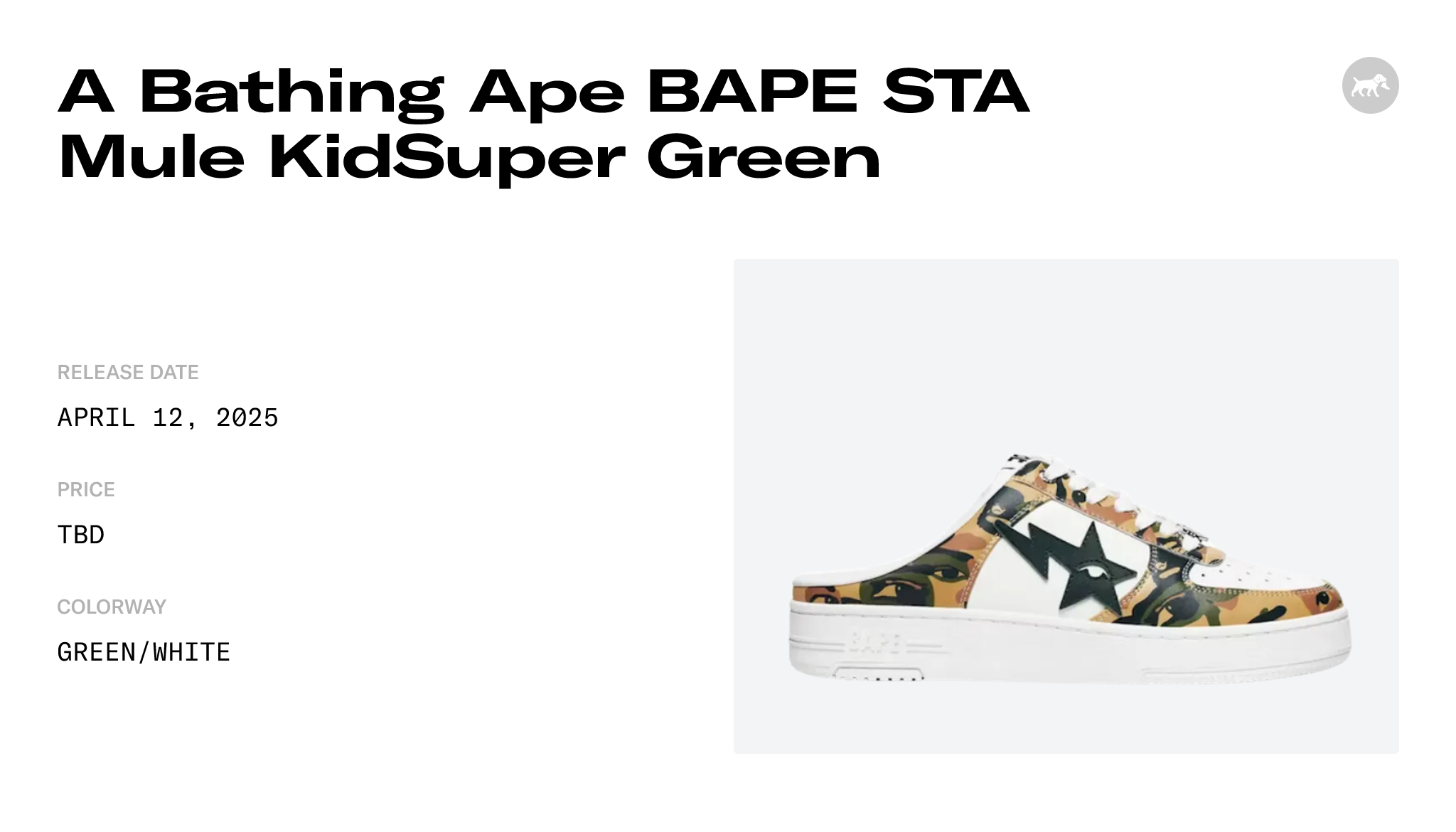 A Bathing Ape BAPE STA Mule KidSuper Green Raffles & Where to Buy