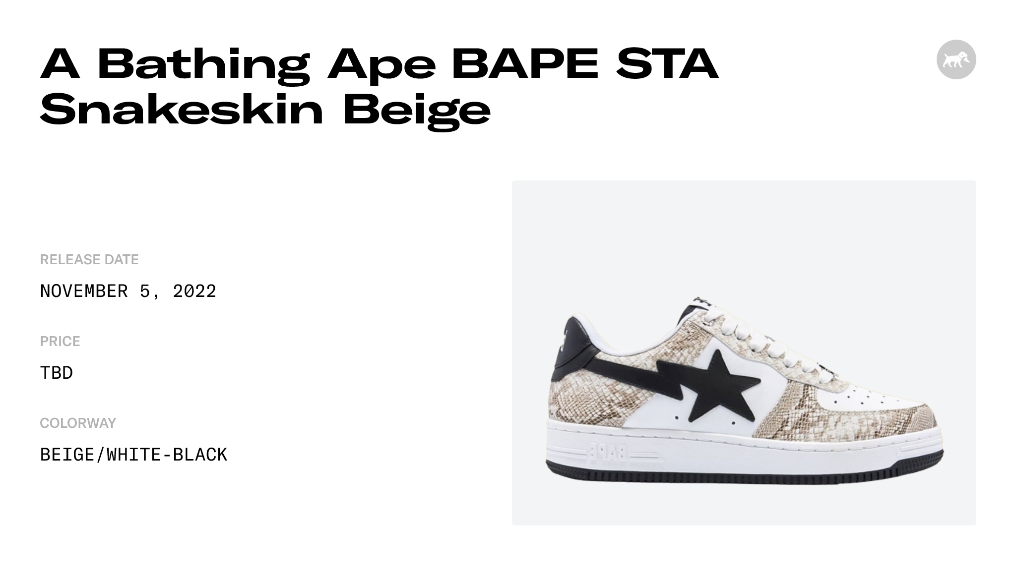 A Bathing Ape BAPE STA Snakeskin Beige Raffles & Where to Buy
