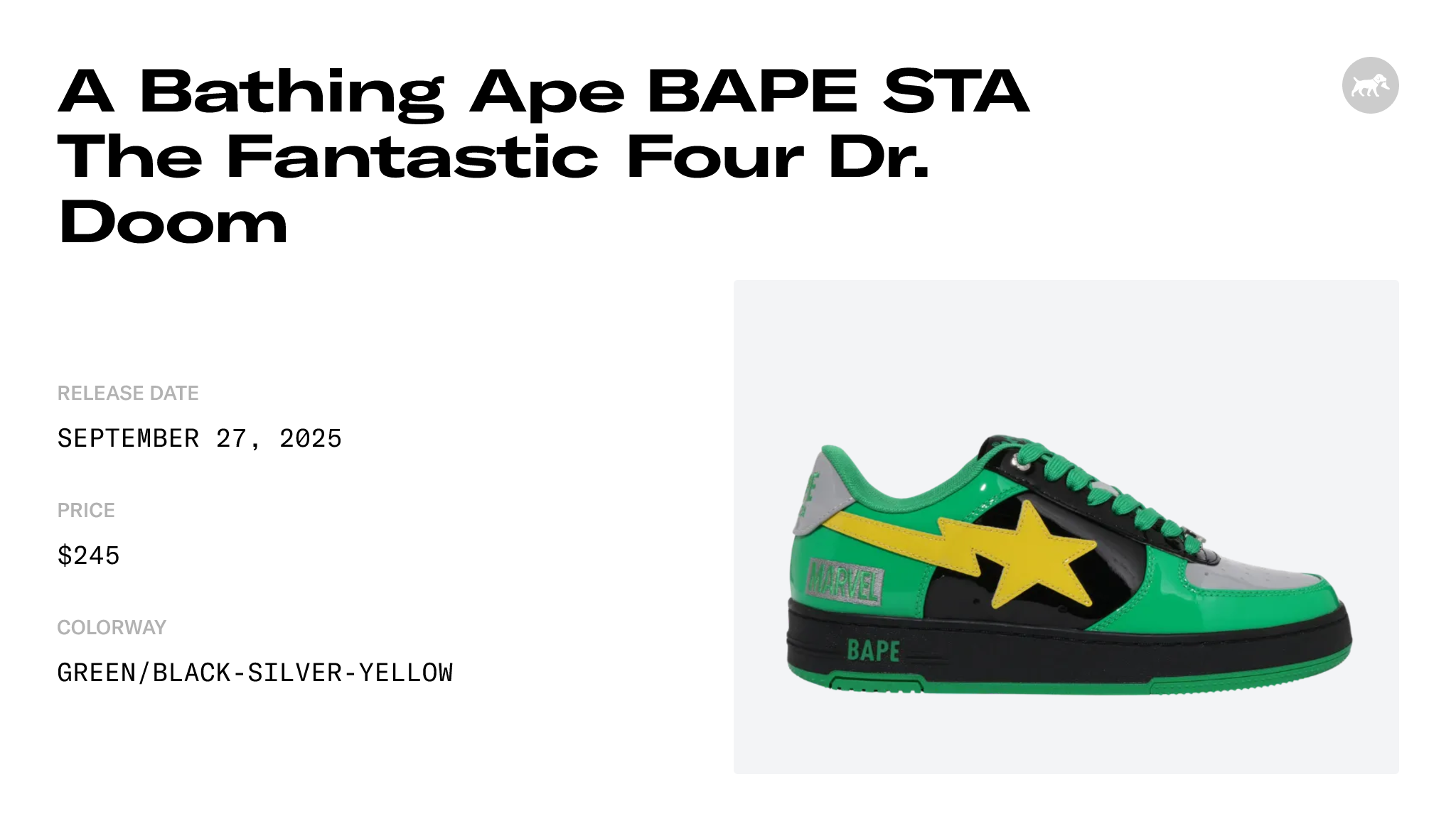 A Bathing Ape BAPE STA The Fantastic Four Dr. Doom - 1L73-191-929