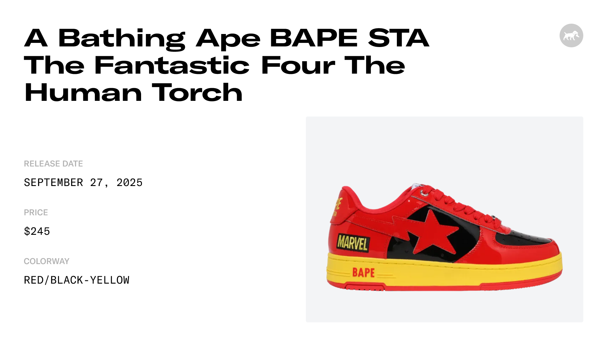 A Bathing Ape BAPE STA The Fantastic Four The Human Torch - 1L73-191-926