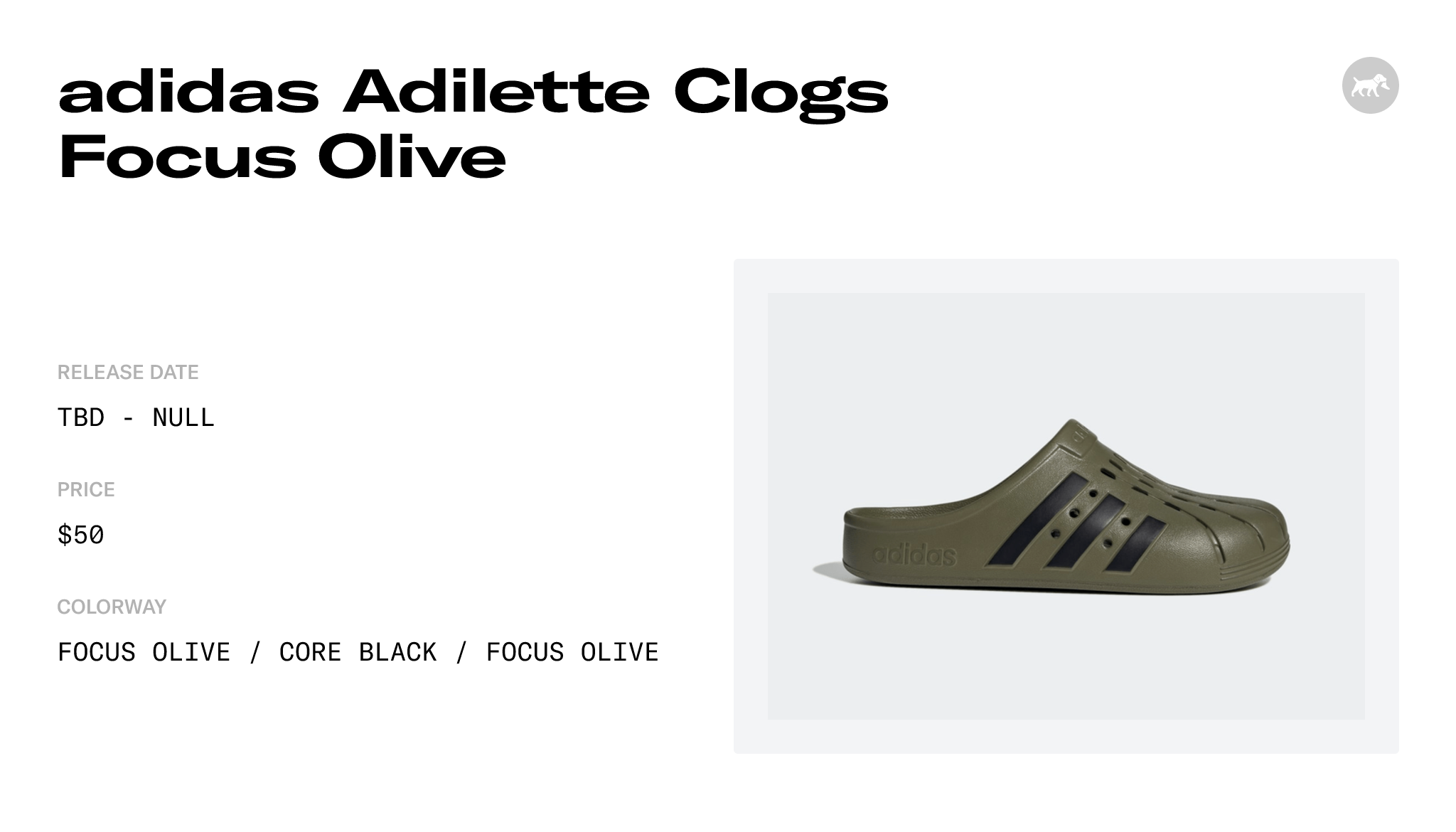 adidas Adilette Clogs Focus Olive - GZ1158 Release Info