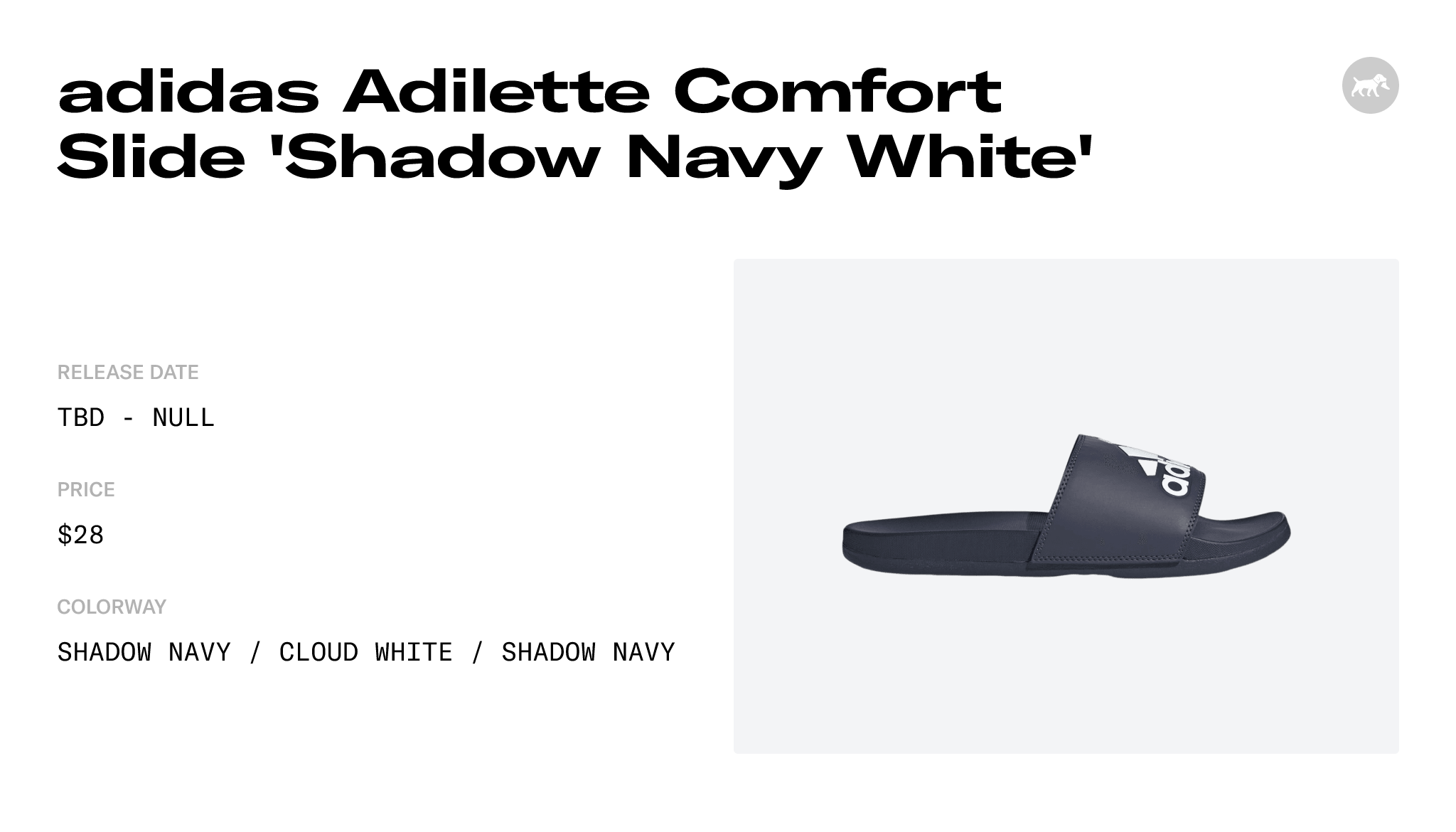 adidas Adilette Comfort Slide 'Shadow Navy White' - H03616 Release Info