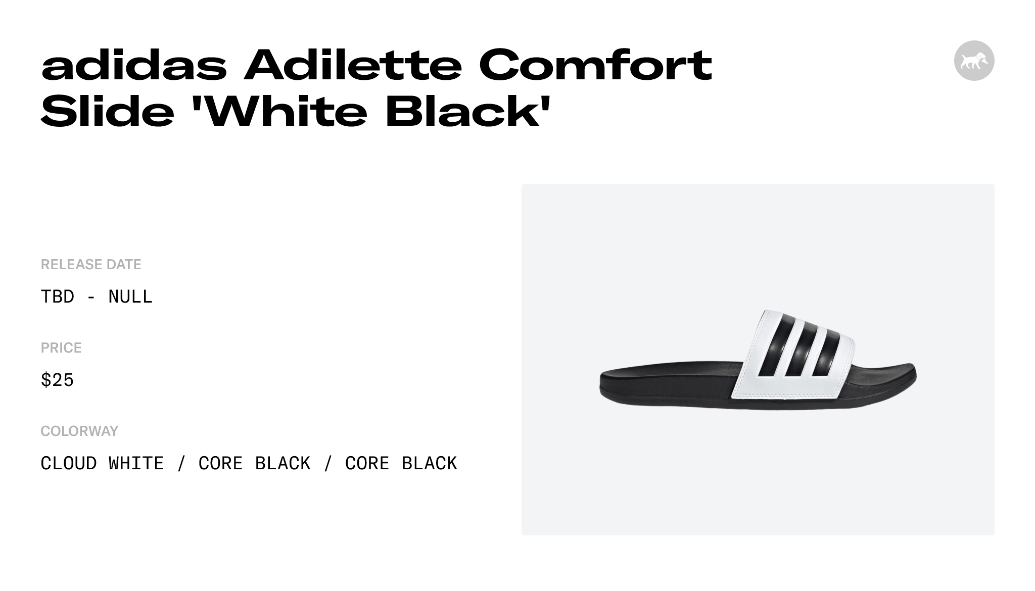 adidas Adilette Comfort Slide 'White Black' - GZ5893 Release Info