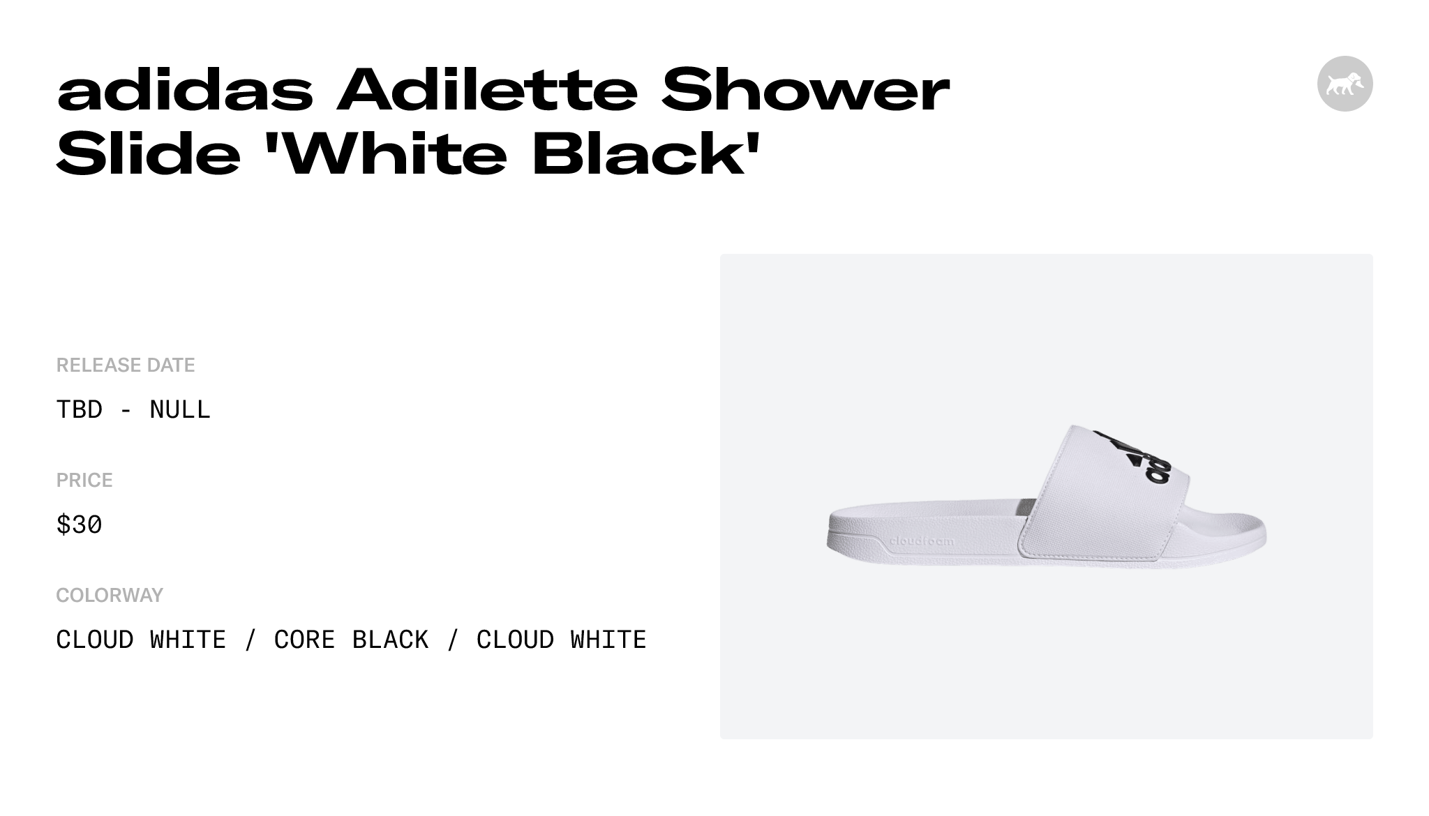 adidas Adilette Shower Slide 'White Black' - GZ3775 Release Info
