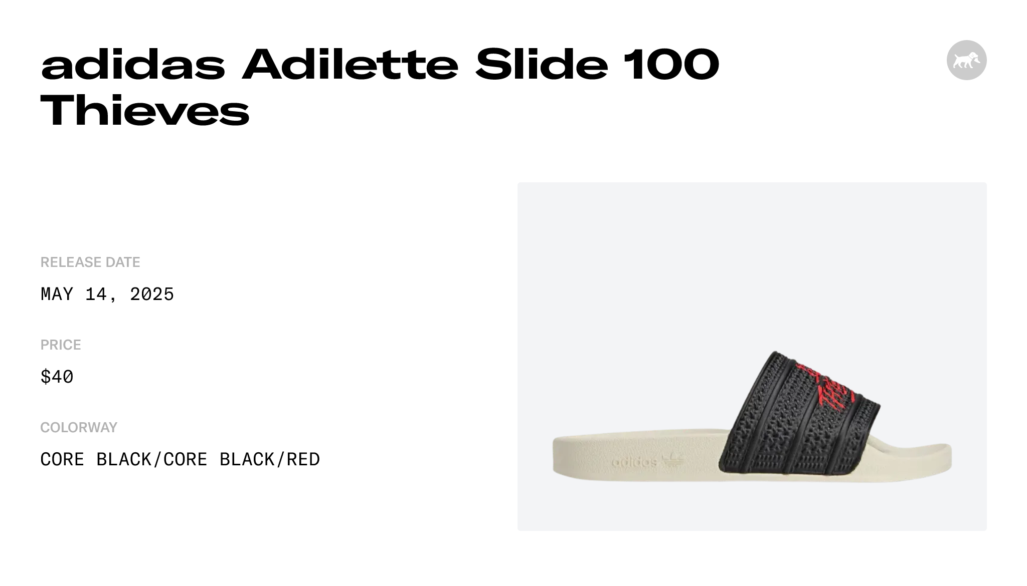 adidas Adilette Slide 100 Thieves - JR9152 Raffles & Where to Buy