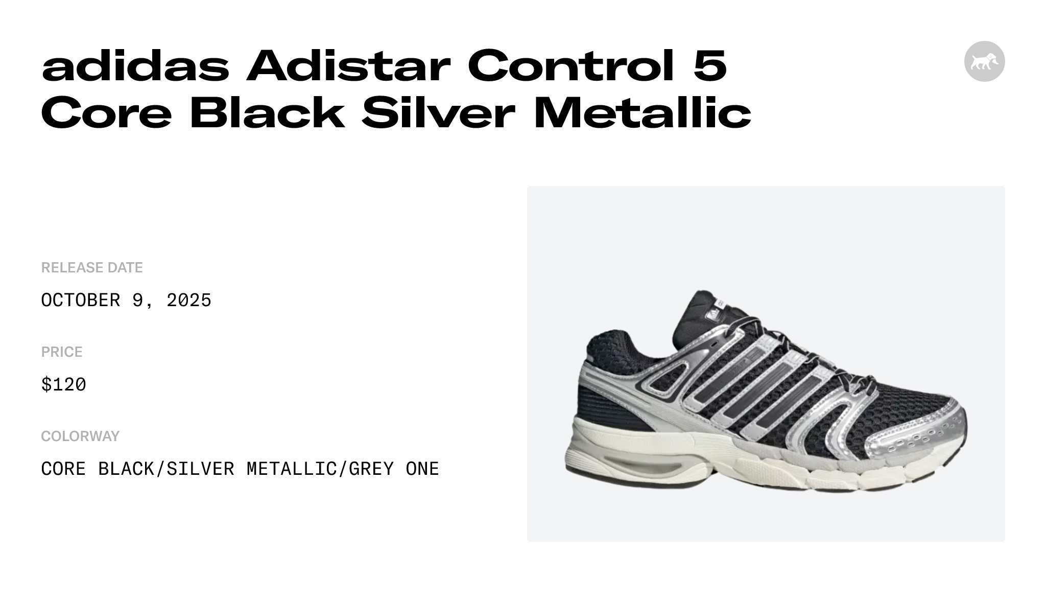 adidas Adistar Control 5 Core Black Silver Metallic - KI6120