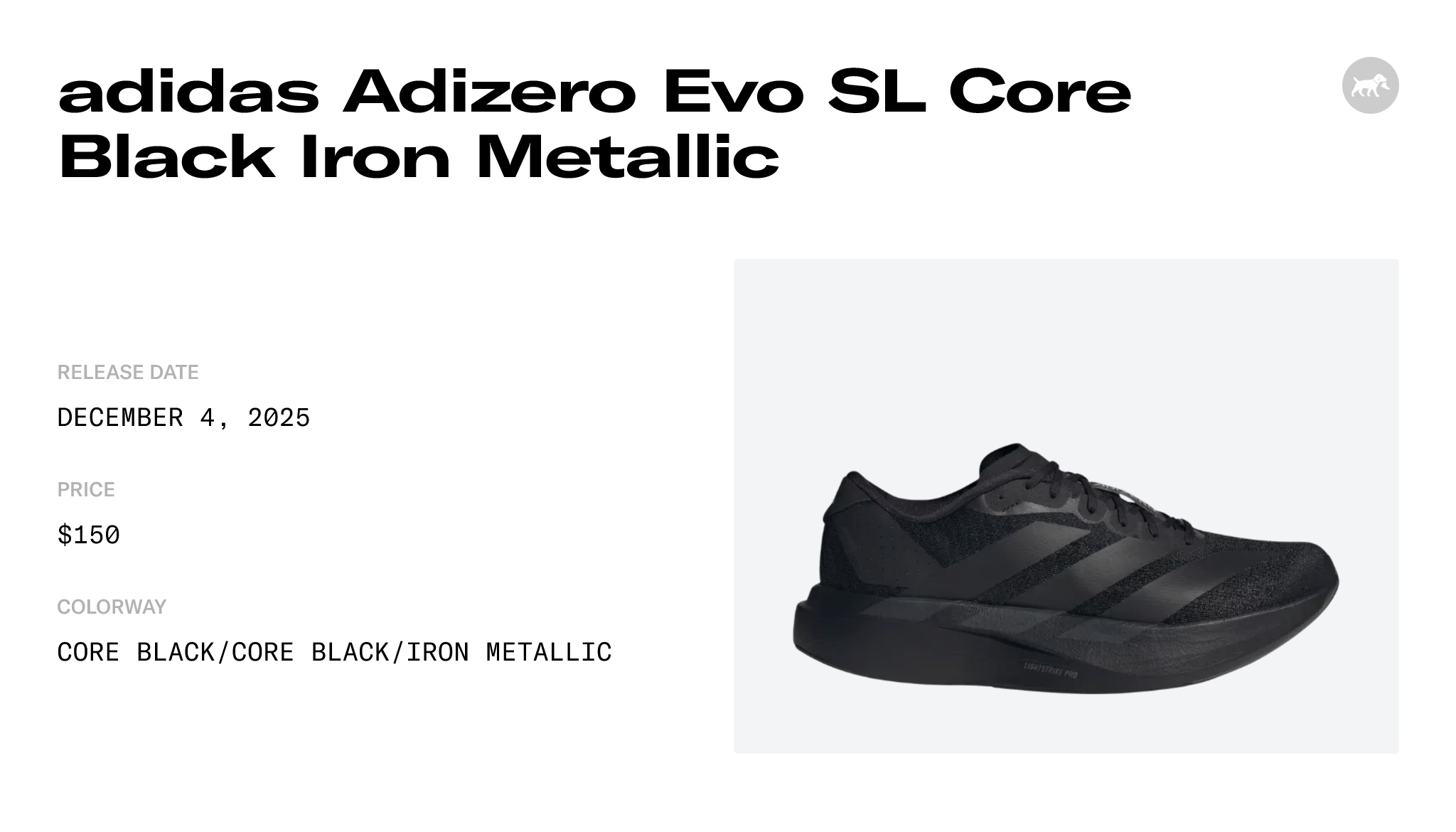 adidas Adizero Evo SL Core Black Iron Metallic - KH9858
