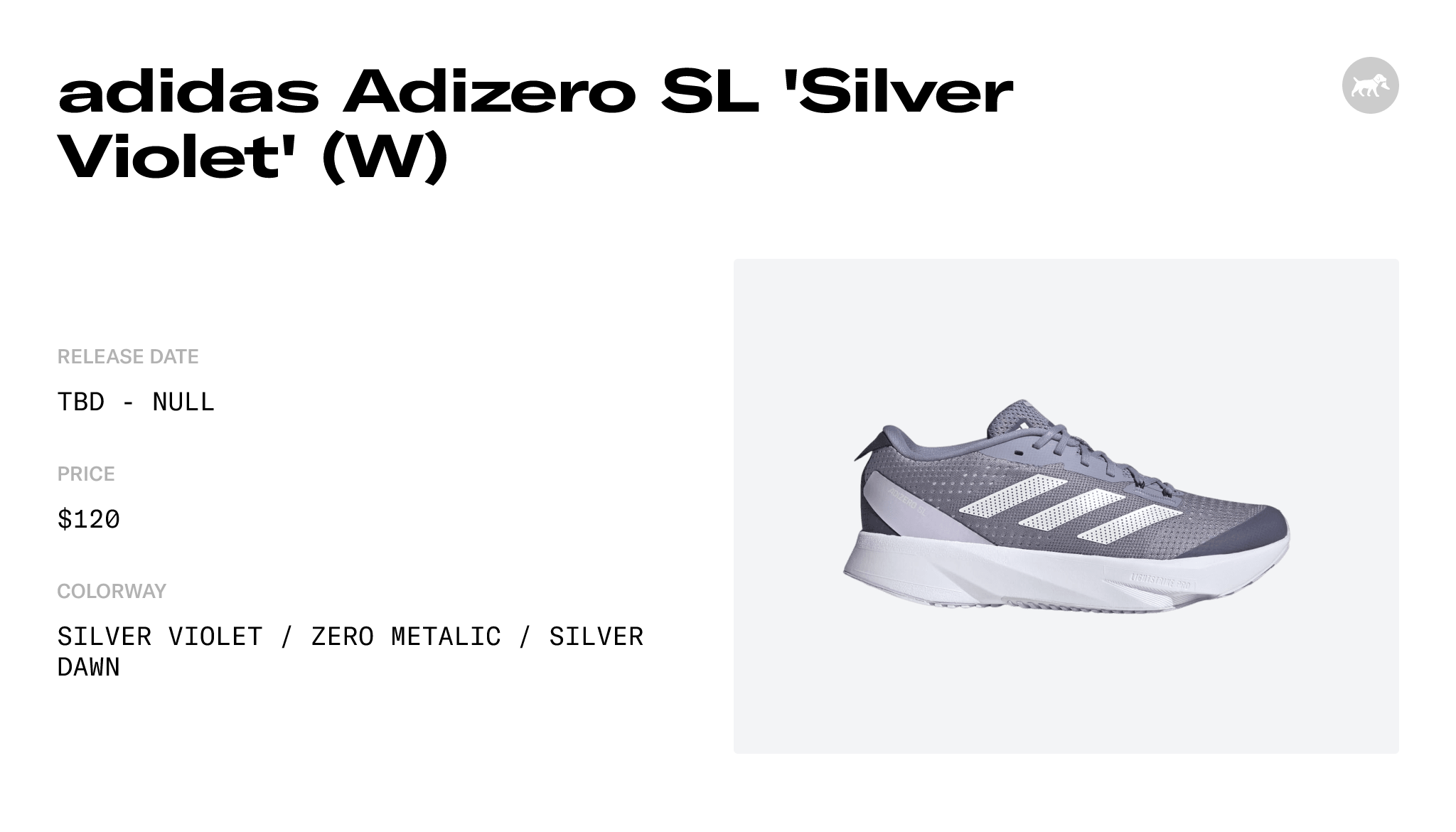 adidas Adizero SL 'Silver Violet' (W) - ID6929 Release Info