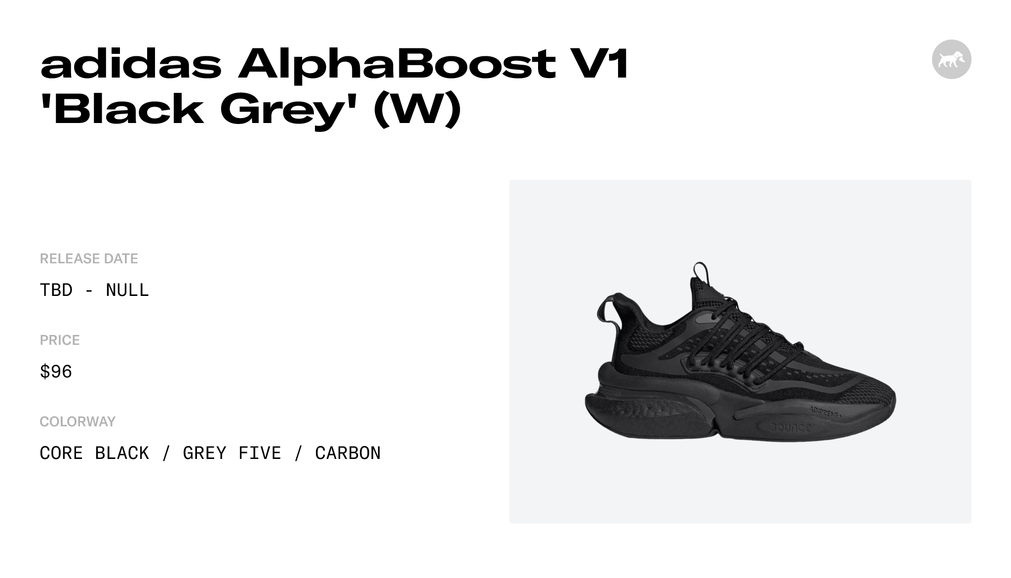 adidas AlphaBoost V1 'Black Grey' (W) - HP6133 Release Info