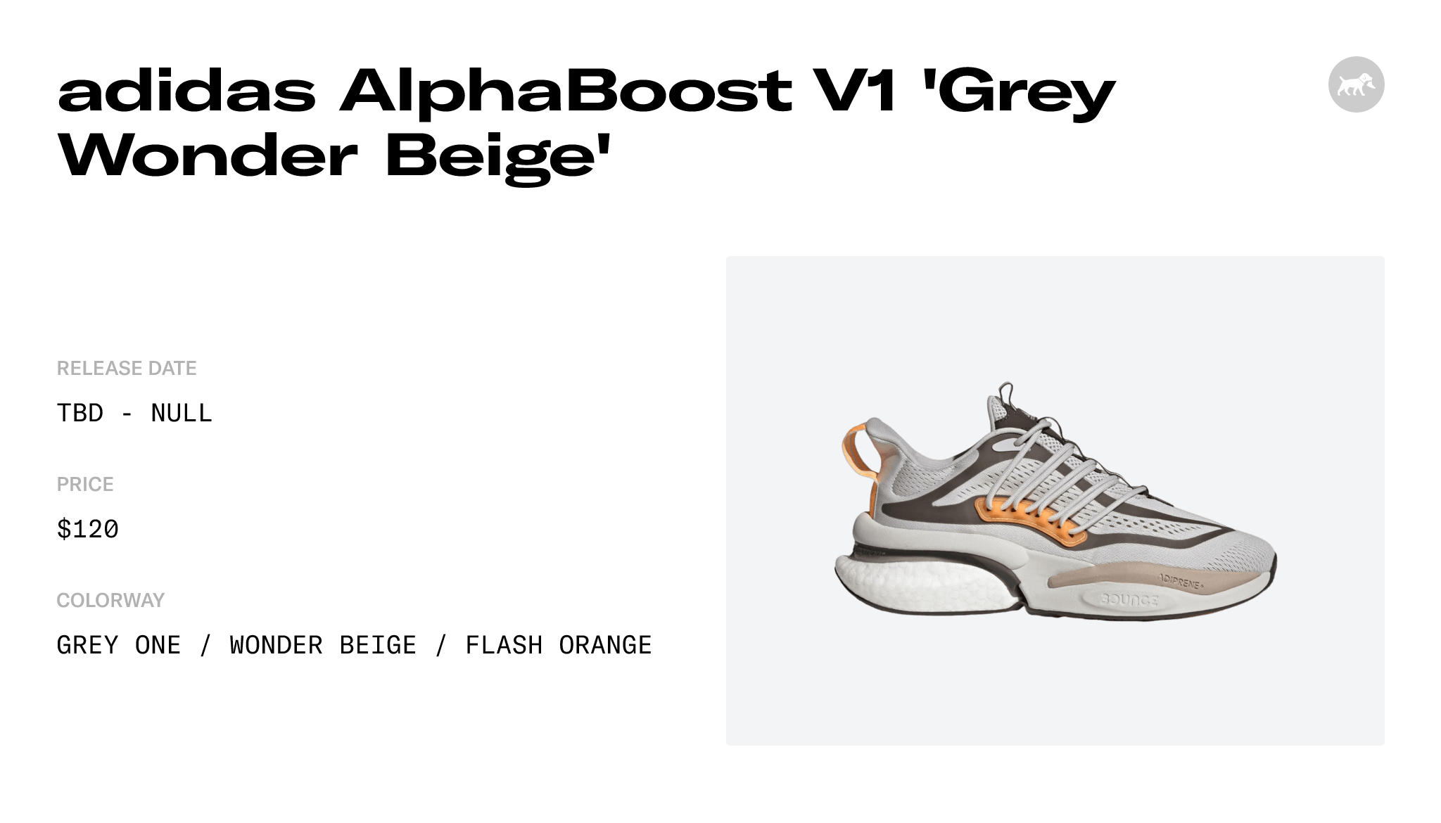 adidas AlphaBoost V1 'Grey Wonder Beige' - IE9670 Release Info