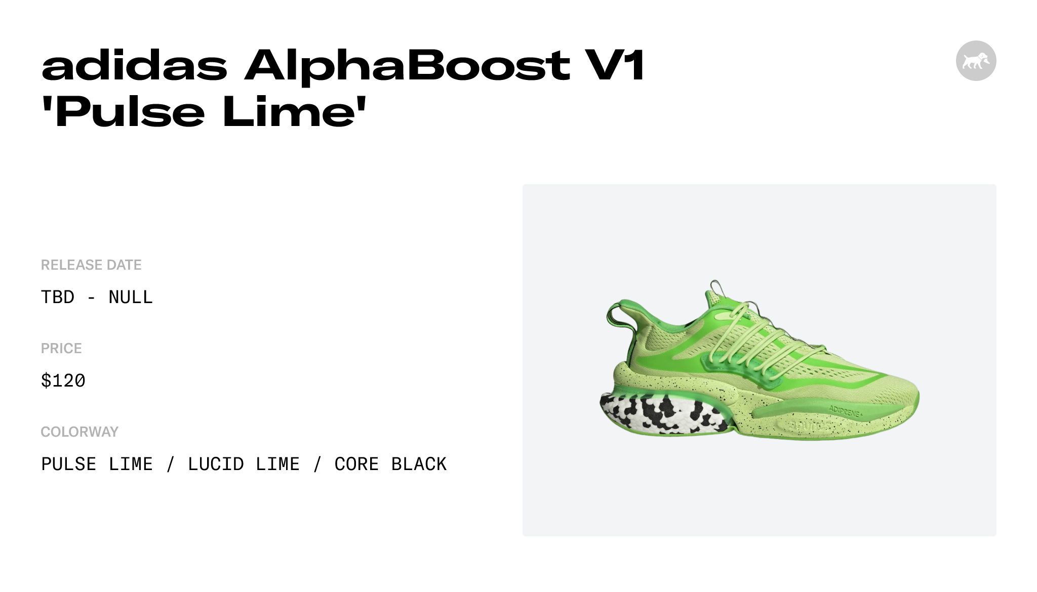 adidas AlphaBoost V1 'Pulse Lime' - IE9974 Release Info