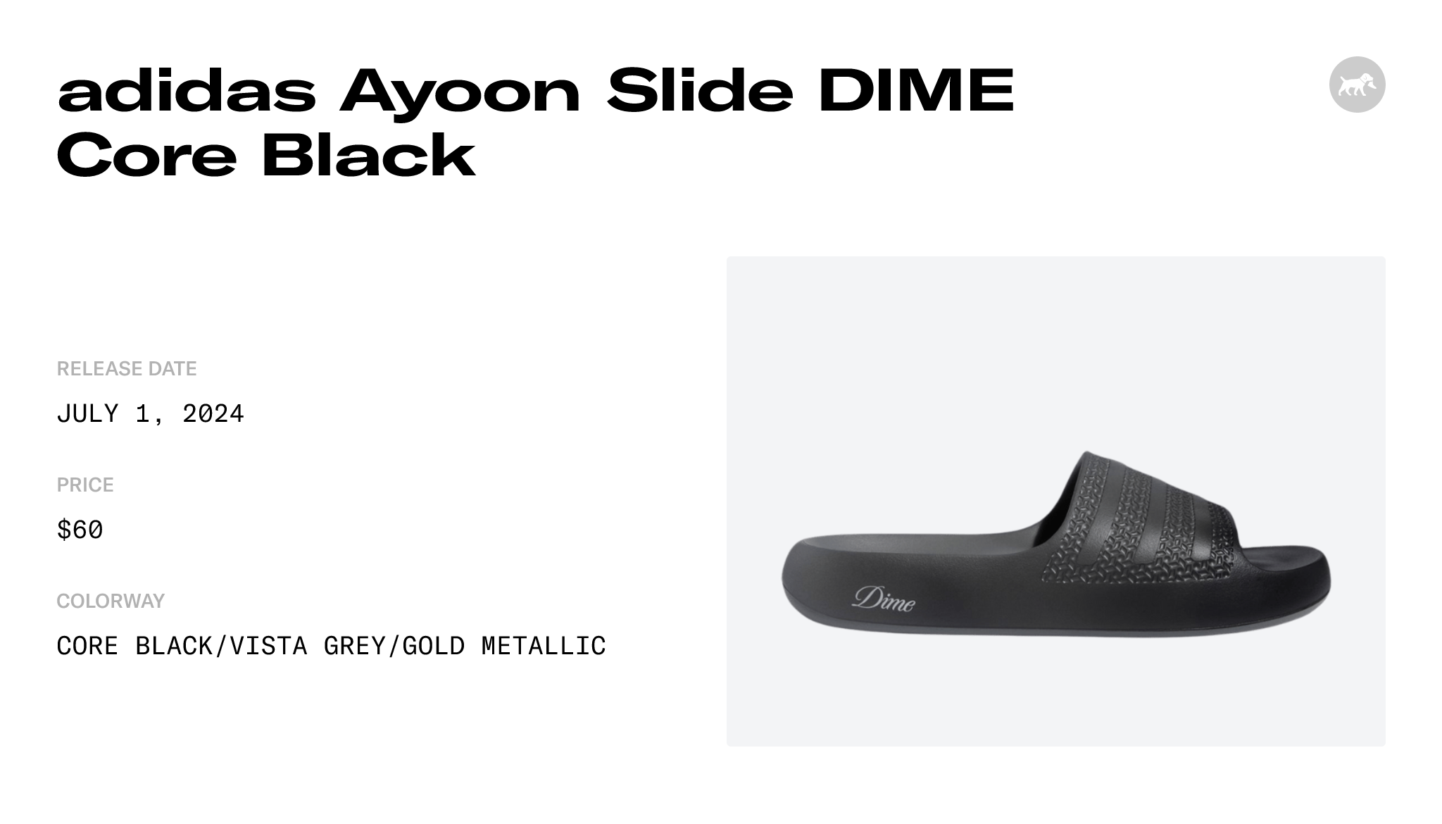 adidas Ayoon Slide DIME Core Black - IG2042 Raffles & Where to Buy