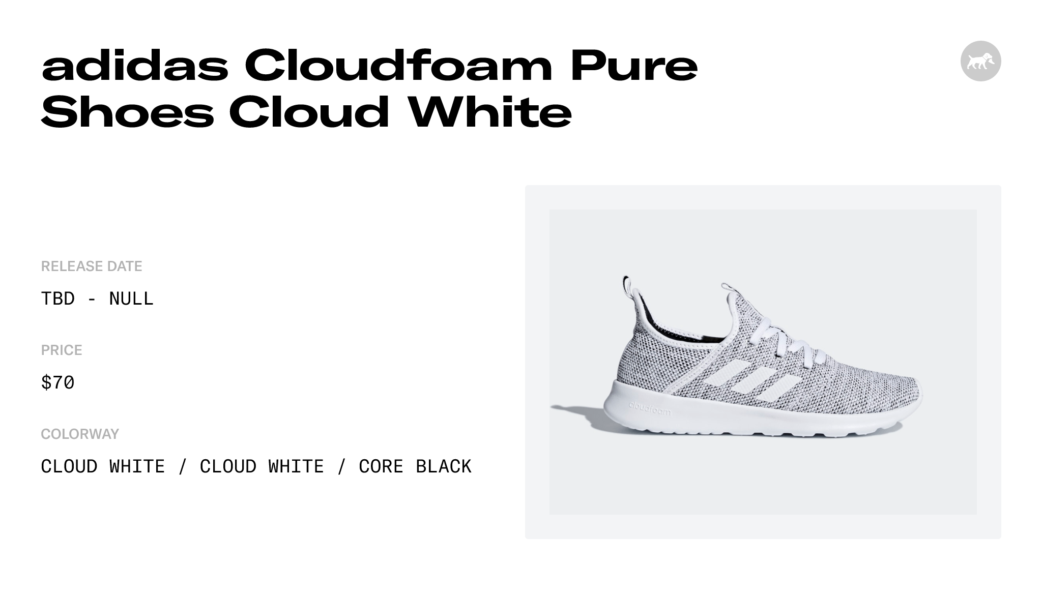 adidas Cloudfoam Pure Shoes Cloud White - DB0695 Release Info