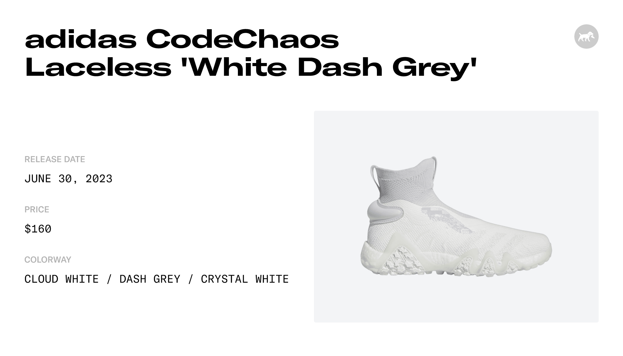 adidas CodeChaos Laceless 'White Dash Grey' - IG5358 Release Info