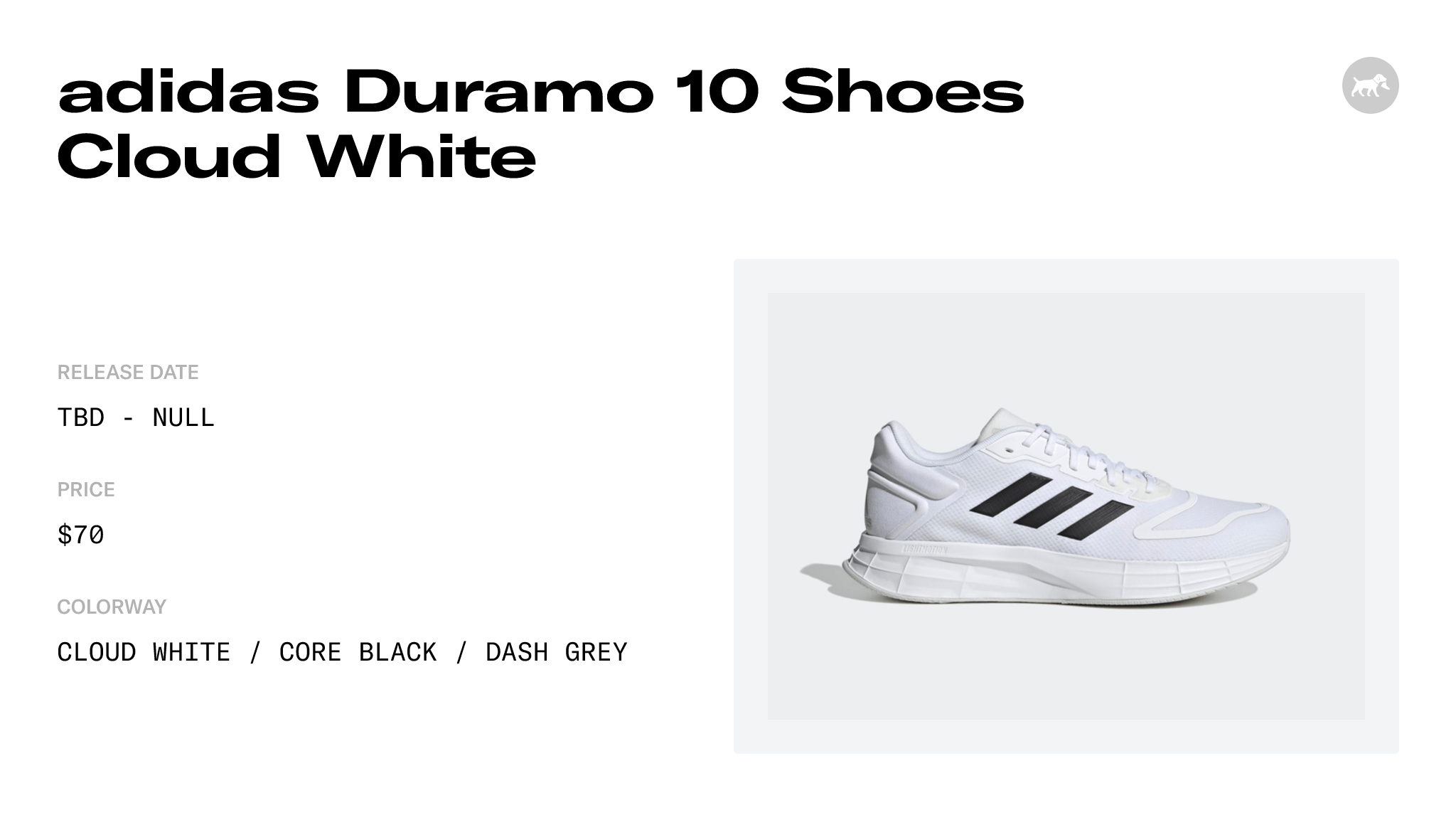 adidas Duramo 10 Shoes Cloud White - GW8348 Release Info