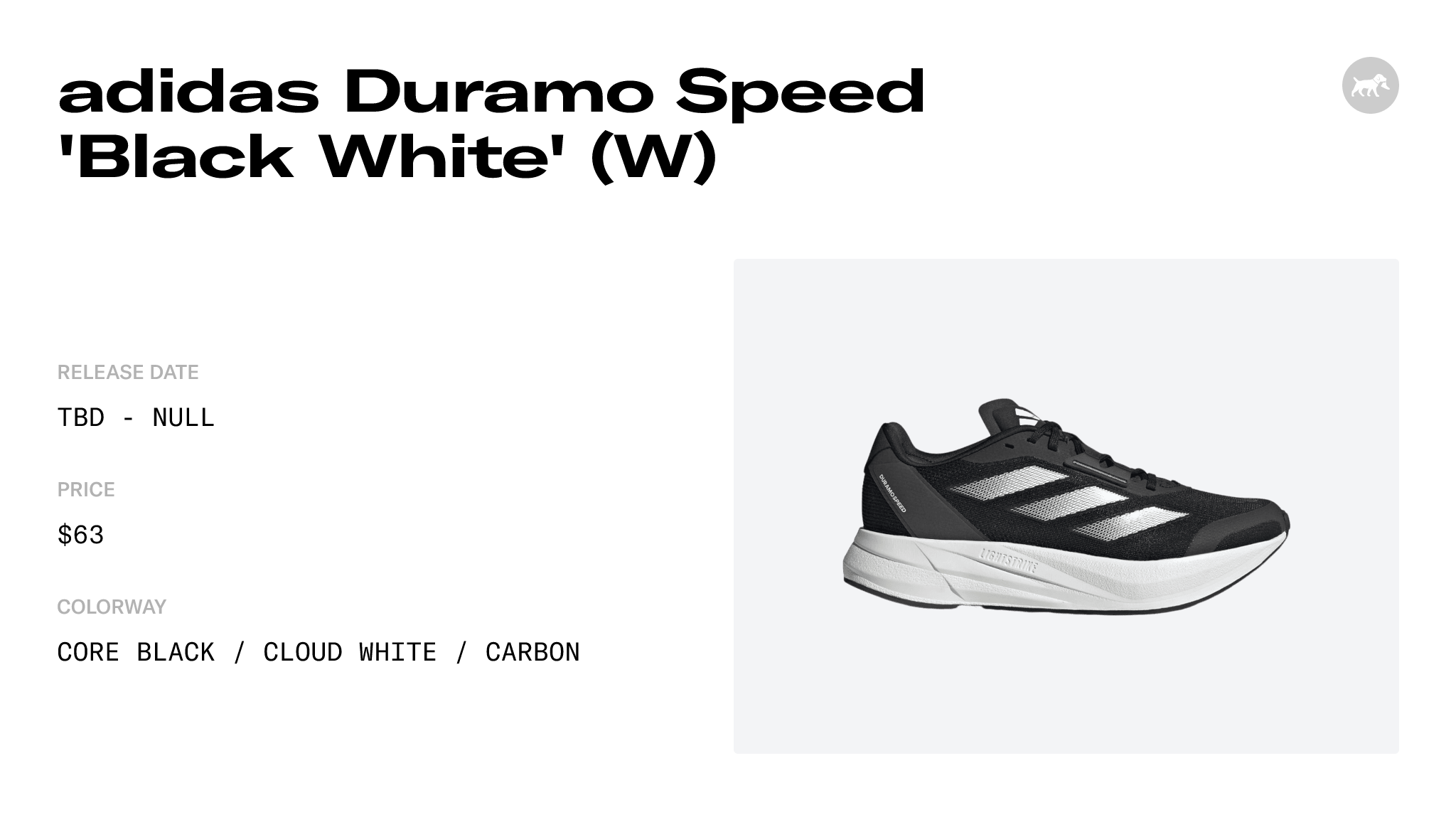 adidas Duramo Speed 'Black White' (W) - ID9854 Release Info