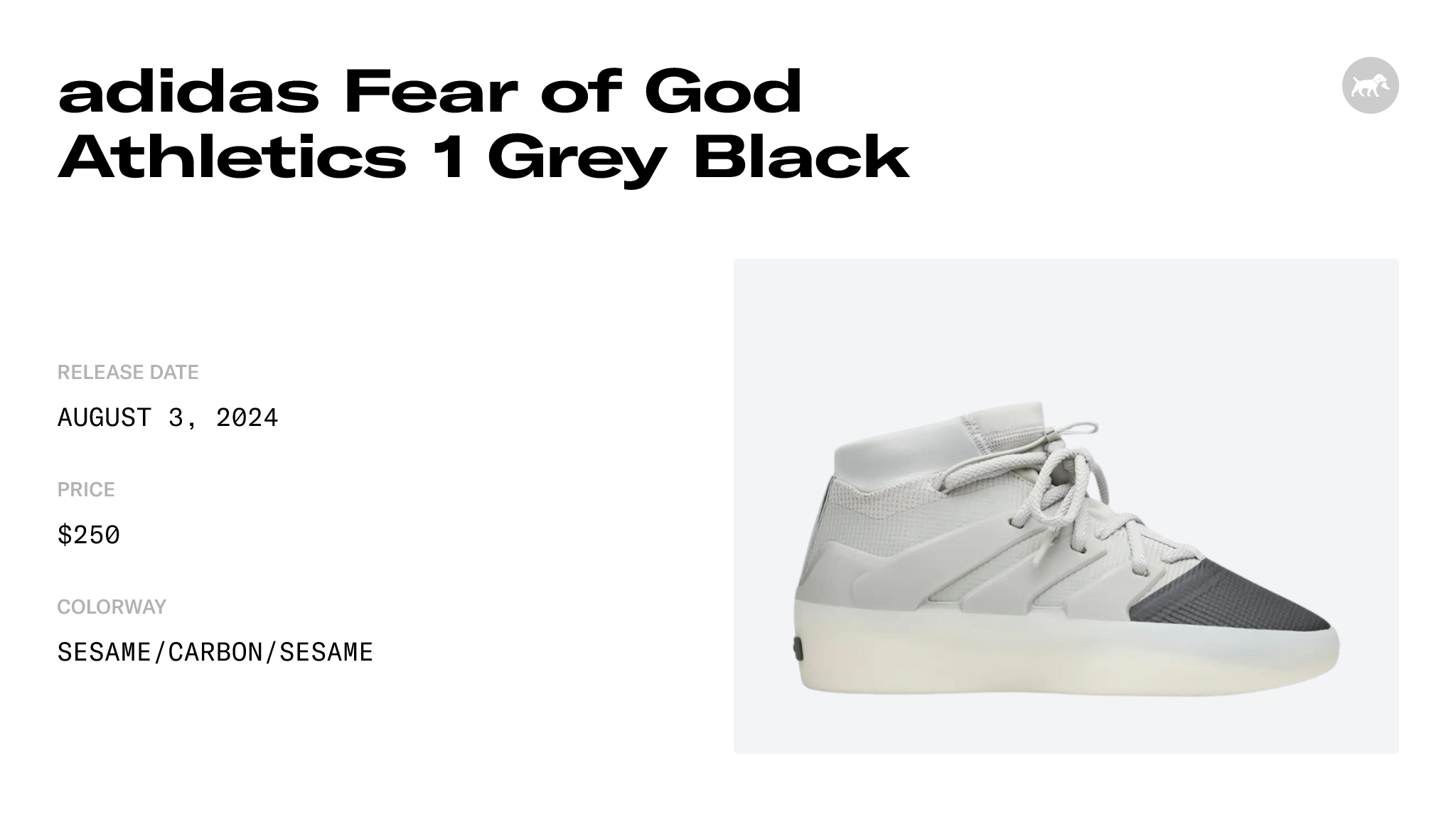 adidas Fear of God Athletics 1 Grey Black - IE6188