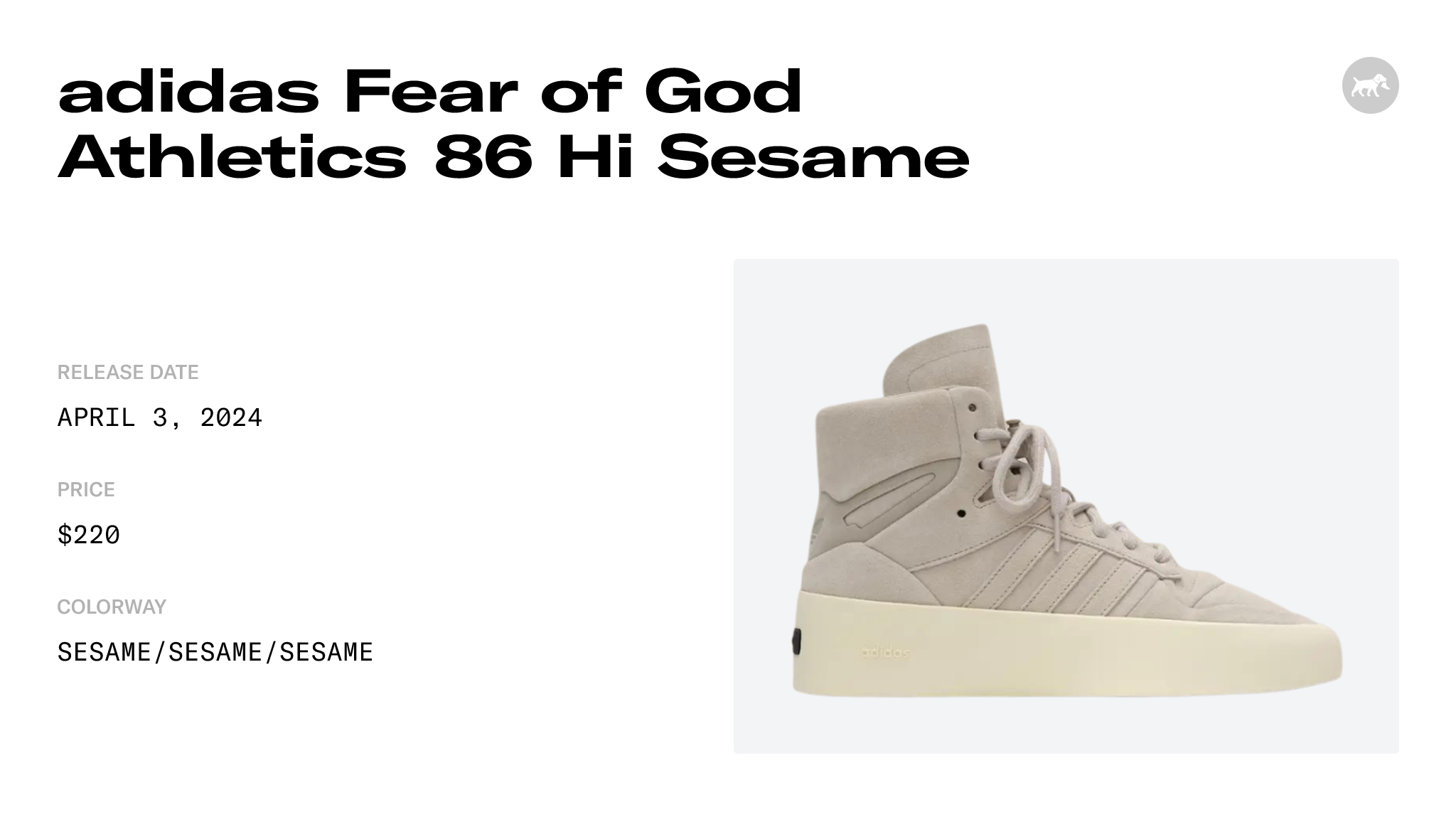 adidas Fear of God Athletics 86 Hi Sesame - IF6683