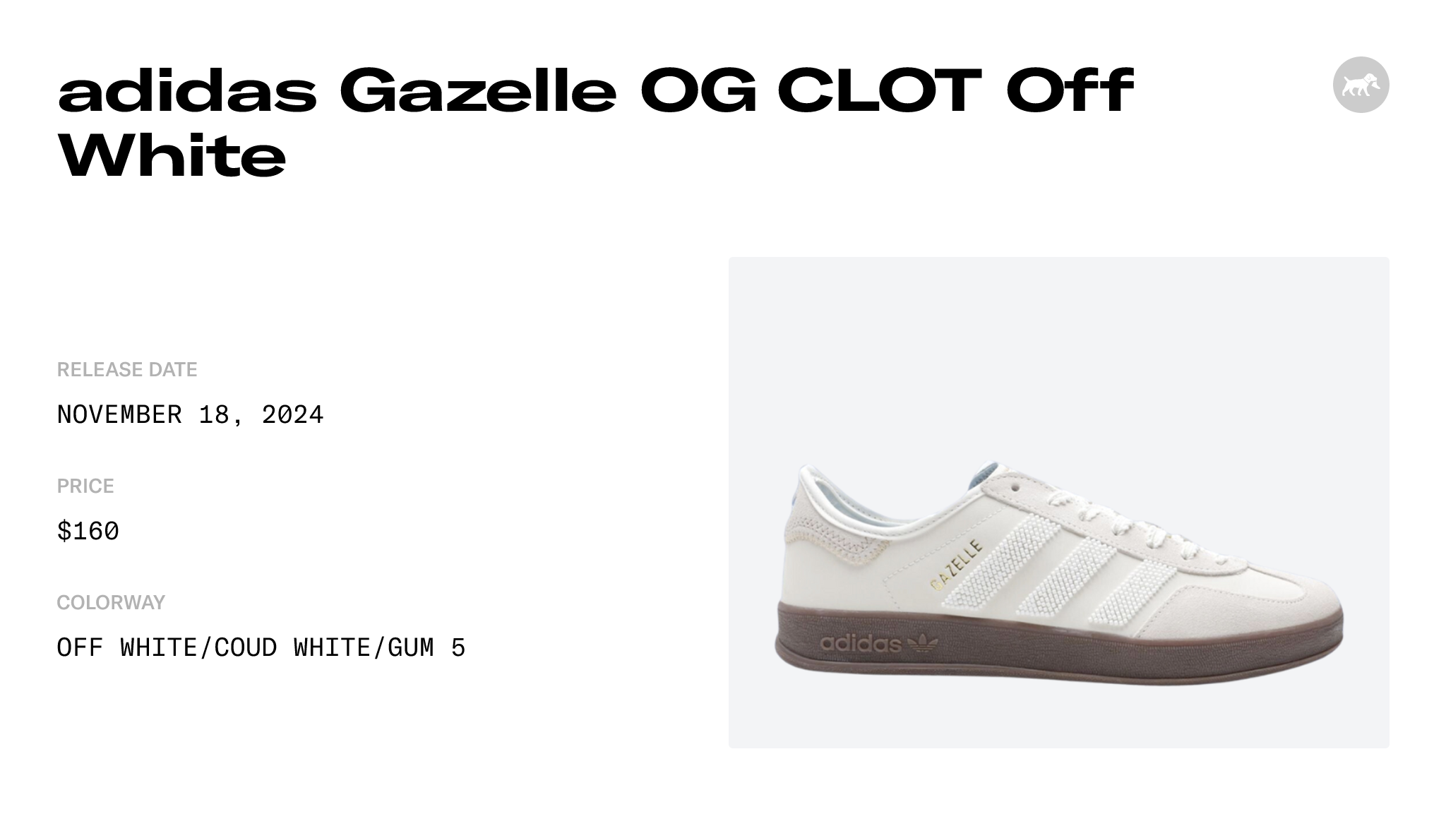 adidas Gazelle OG CLOT Off White - IH3719 Raffles & Where to Buy