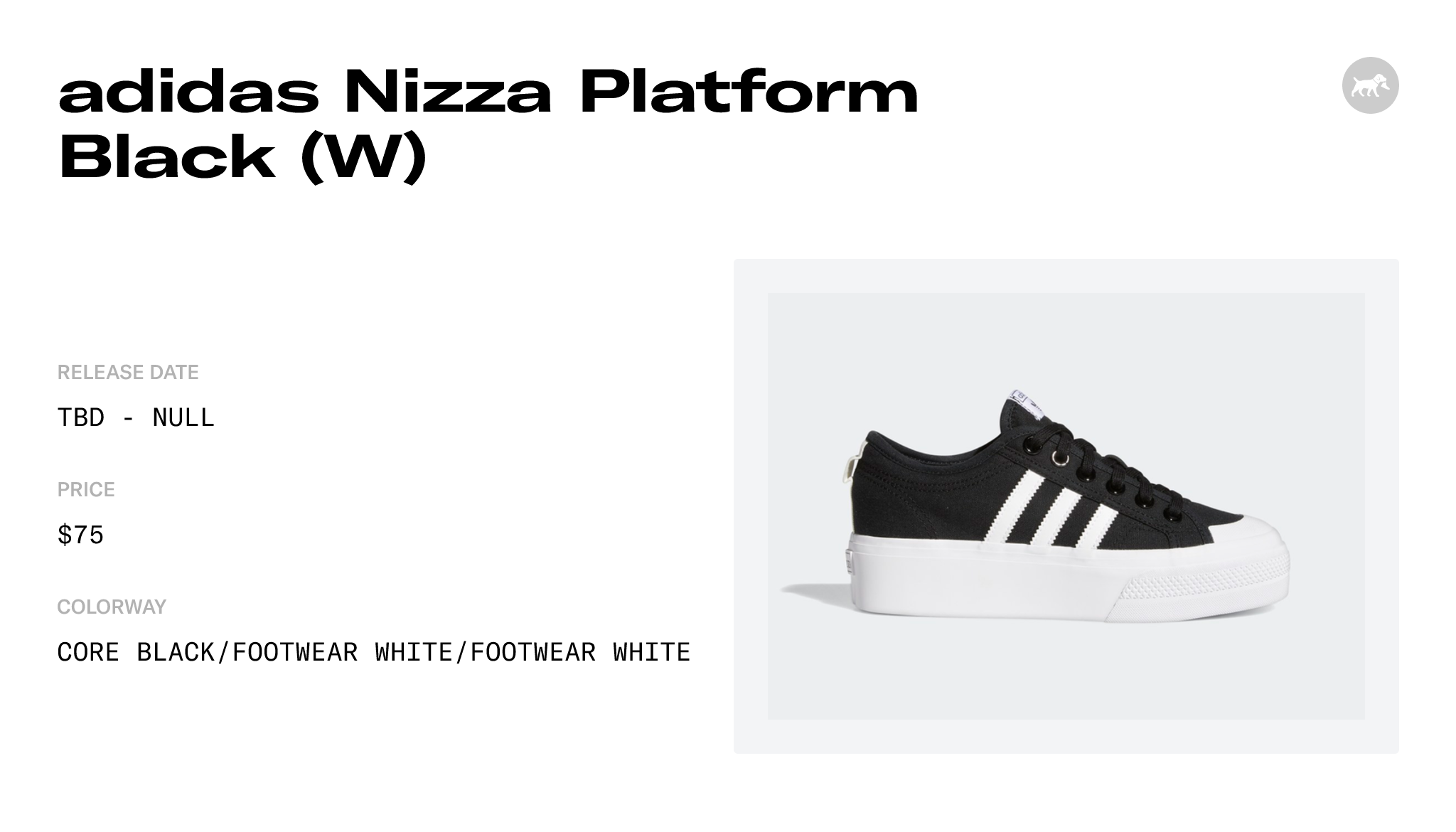adidas Nizza Platform Black (W) - FV5321 Release Info