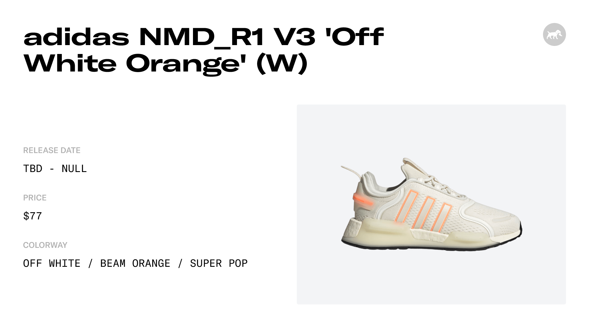 adidas NMD_R1 V3 'Off White Orange' (W) - HQ9116 Release Info