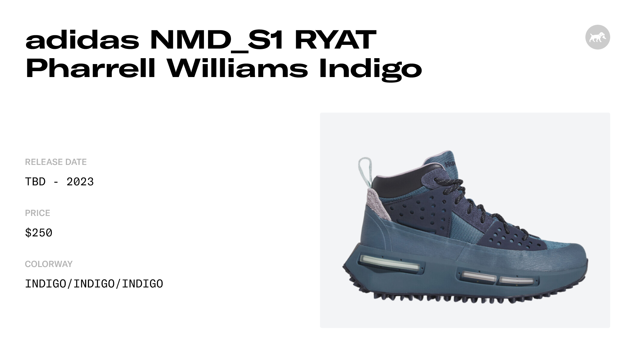 adidas NMD_S1 RYAT Pharrell Williams Indigo - IE4454 Release Info