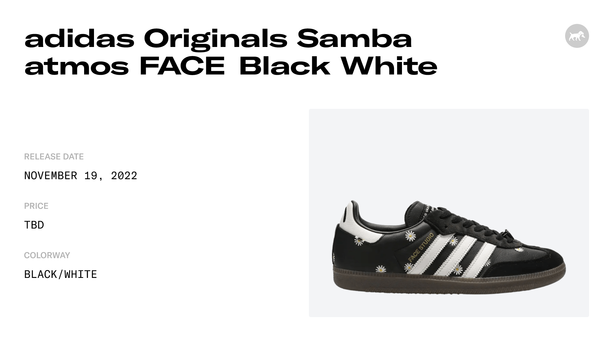 adidas Originals Samba atmos FACE Black White - H03848