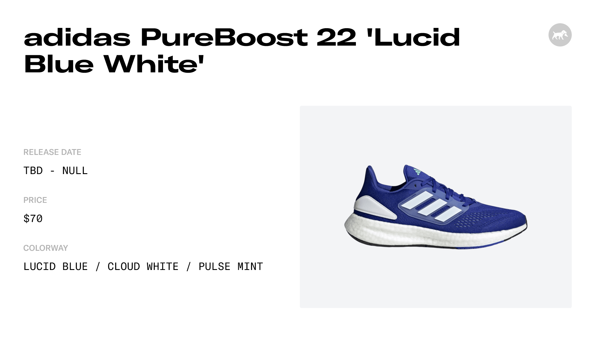 adidas PureBoost 22 'Lucid Blue White' - HQ8583 Release Info
