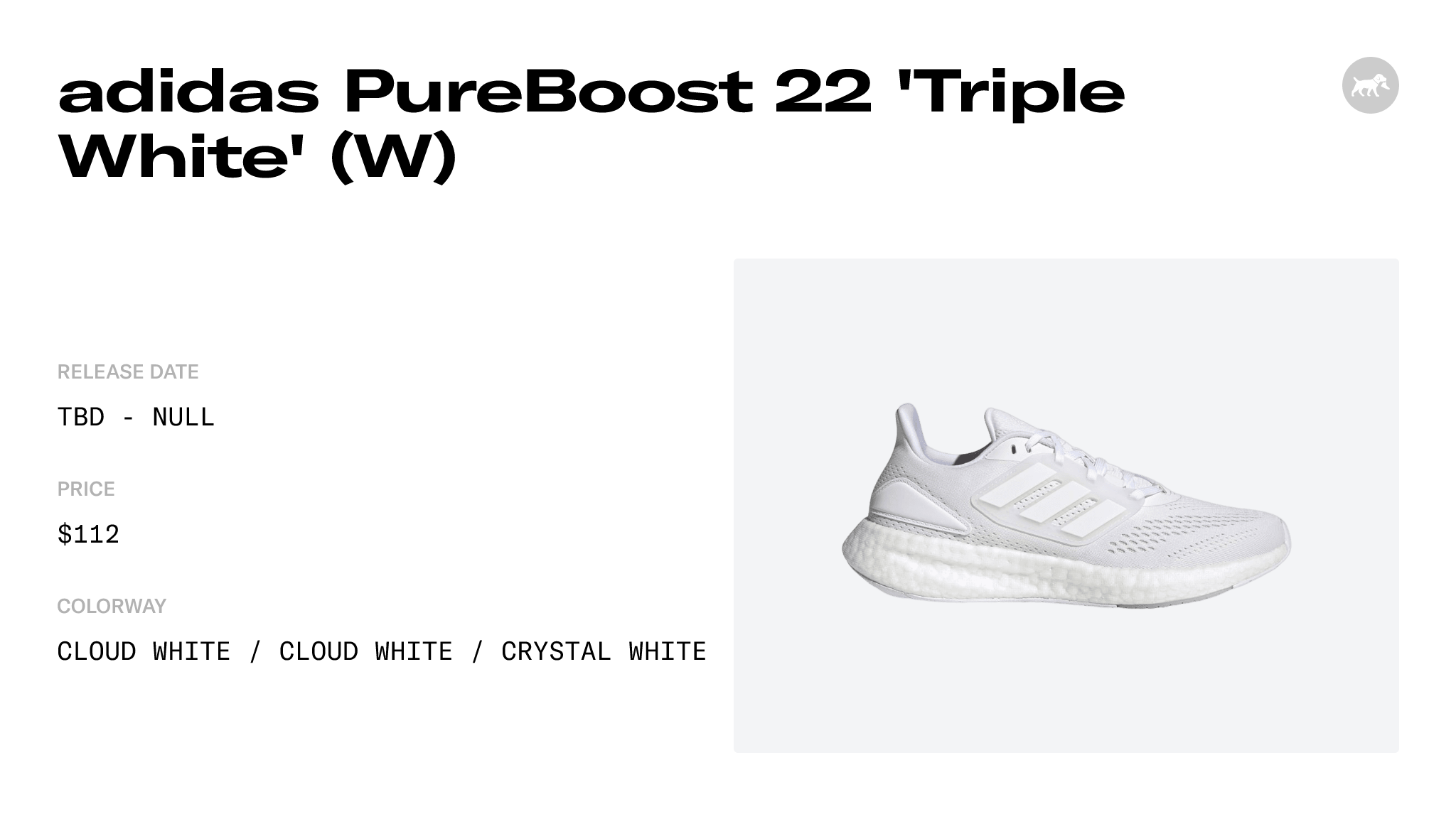adidas PureBoost 22 'Triple White' (W) - GZ5181 Release Info