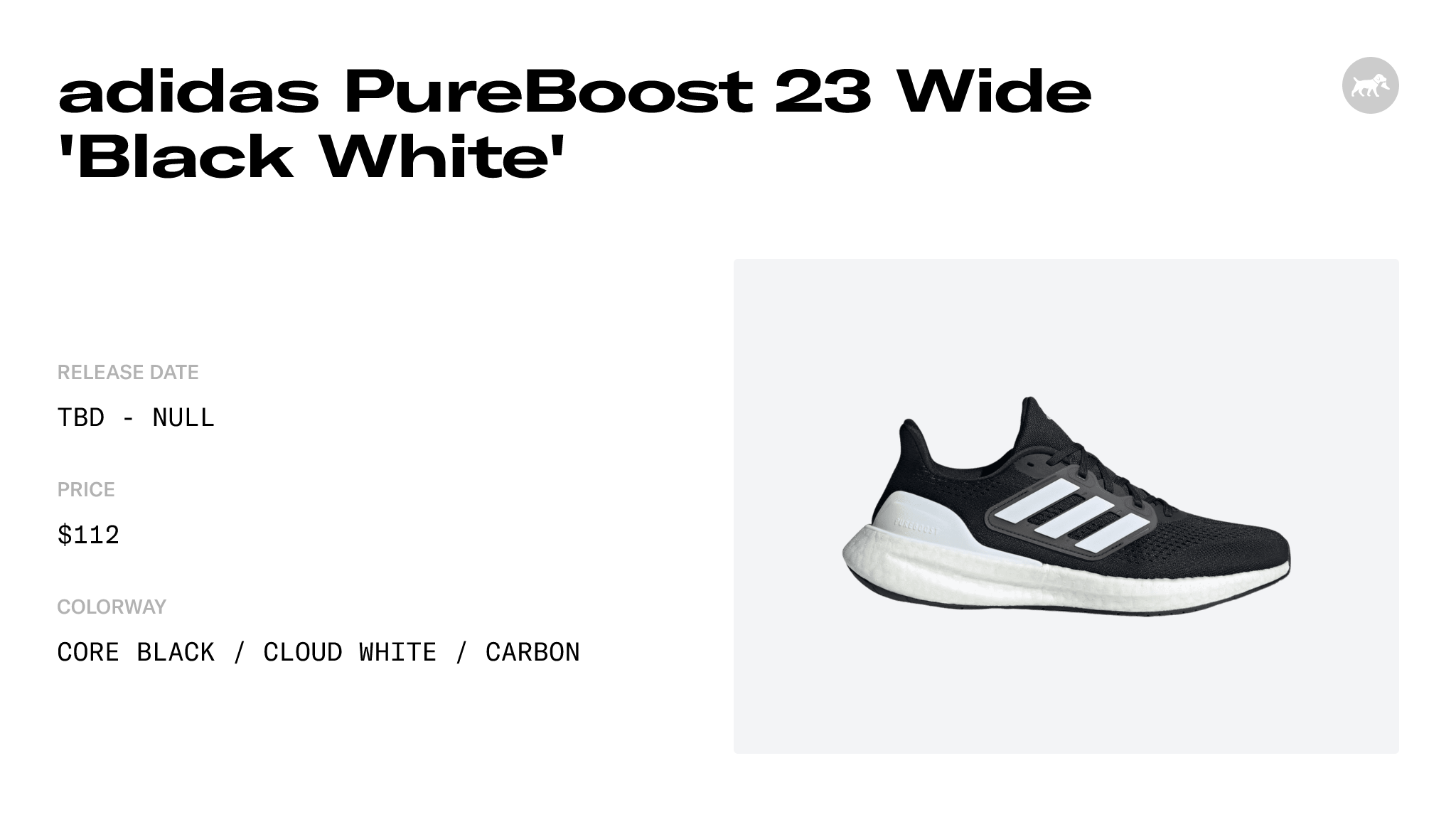 adidas PureBoost 23 Wide 'Black White' - IF4839 Release Info