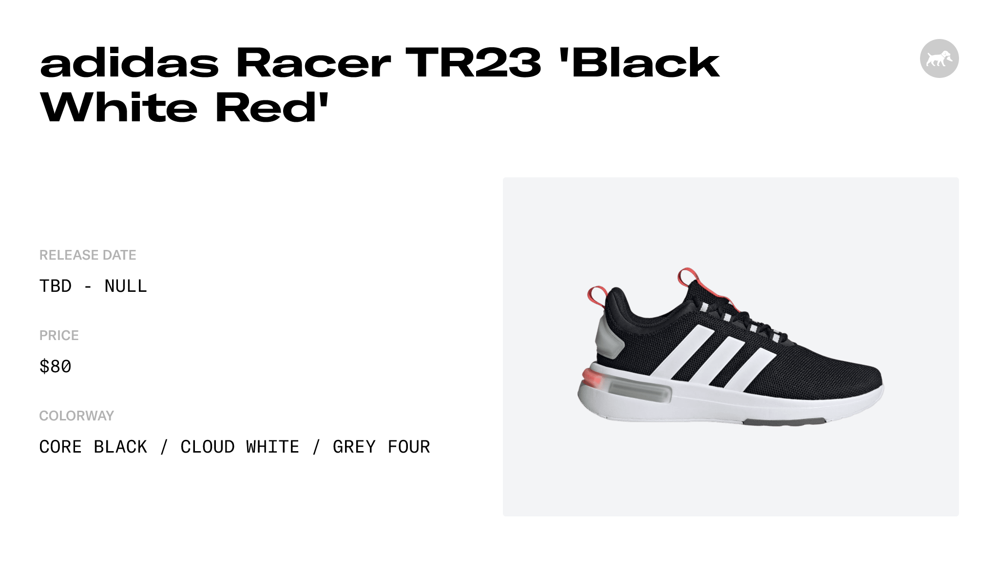adidas Racer TR23 'Black White Red' - IG7323 Release Info