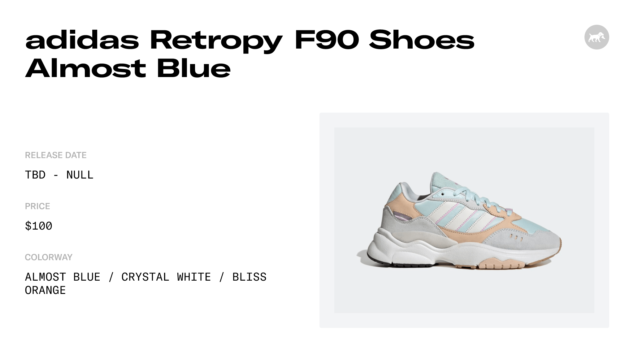 adidas Retropy F90 Shoes Almost Blue - HP8044 Release Info