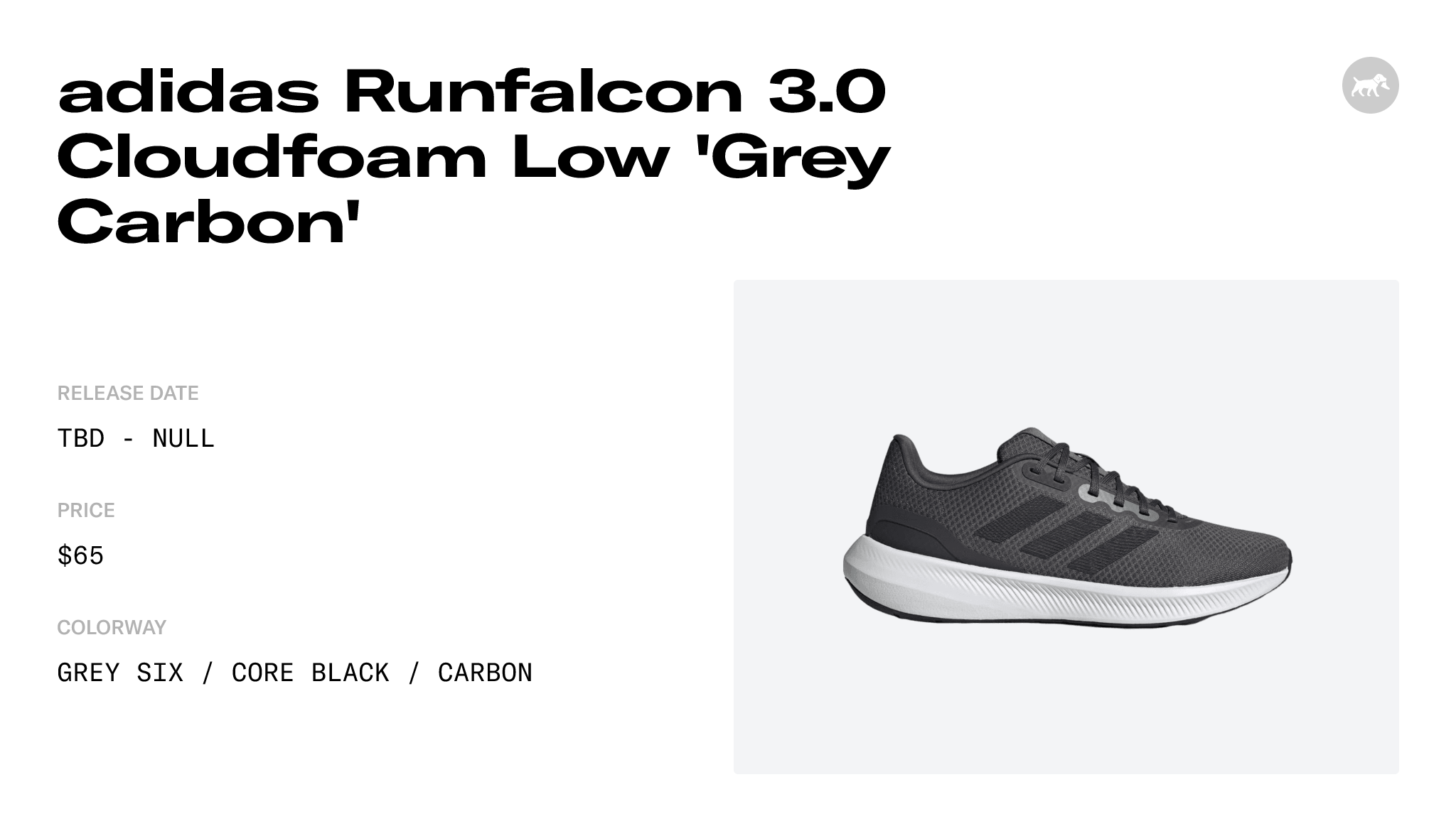 adidas Runfalcon 3.0 Cloudfoam Low 'Grey Carbon' - HP7548 Release Info
